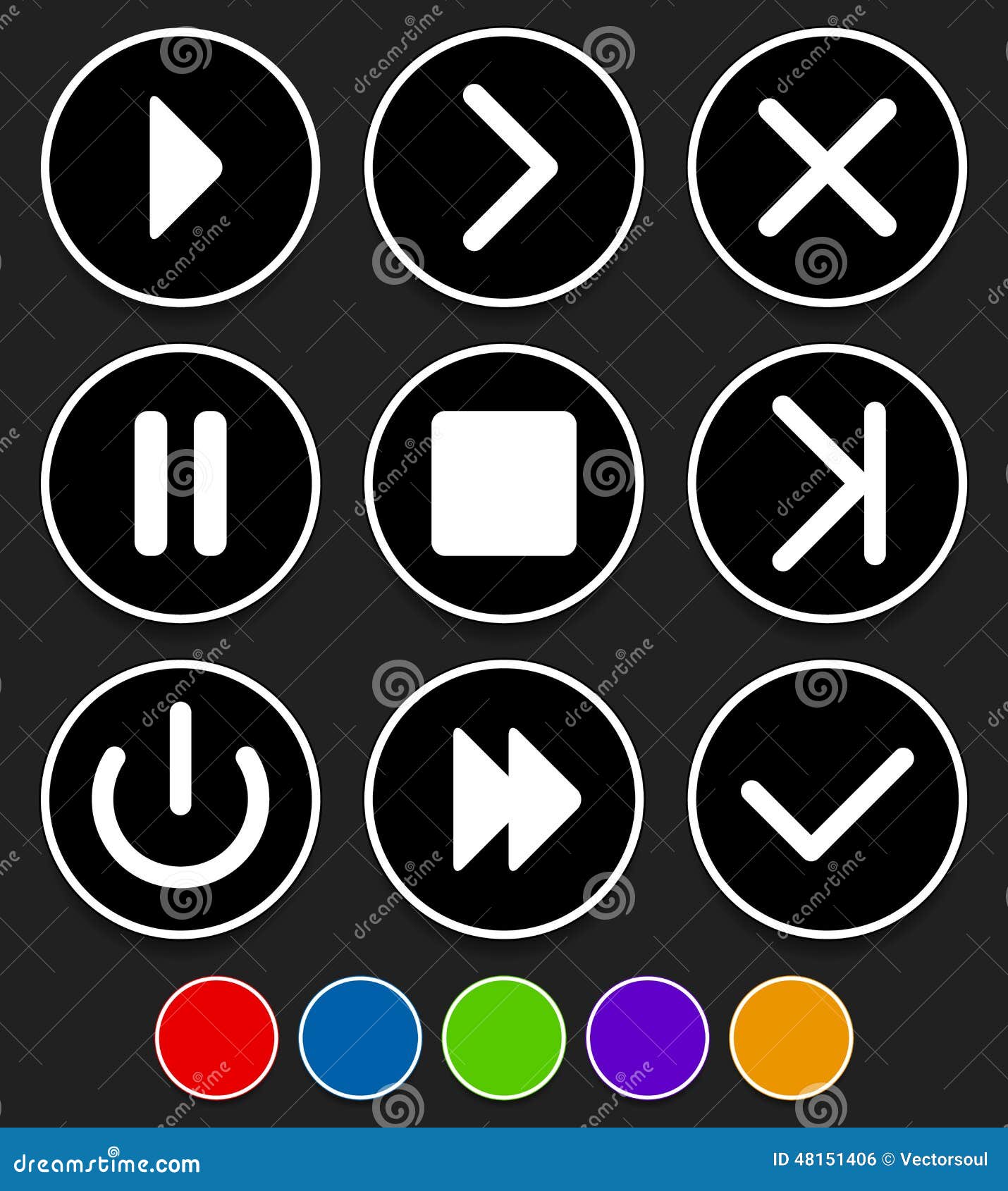 Set Of Different Buttons - Play, Next, Forward, Fastforward, Exit ...