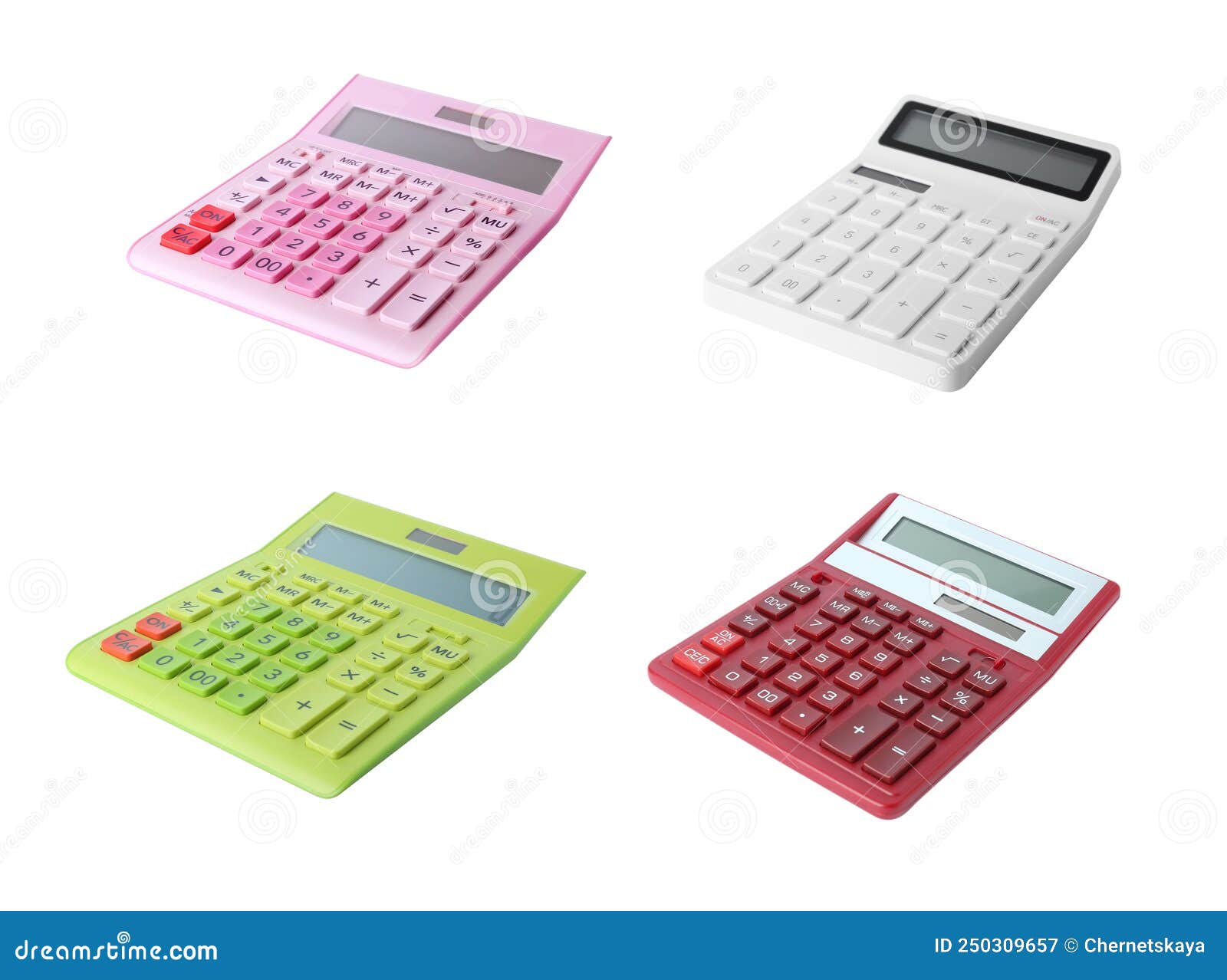 Set of Different Calculators on White Background Stock Image - Image of ...