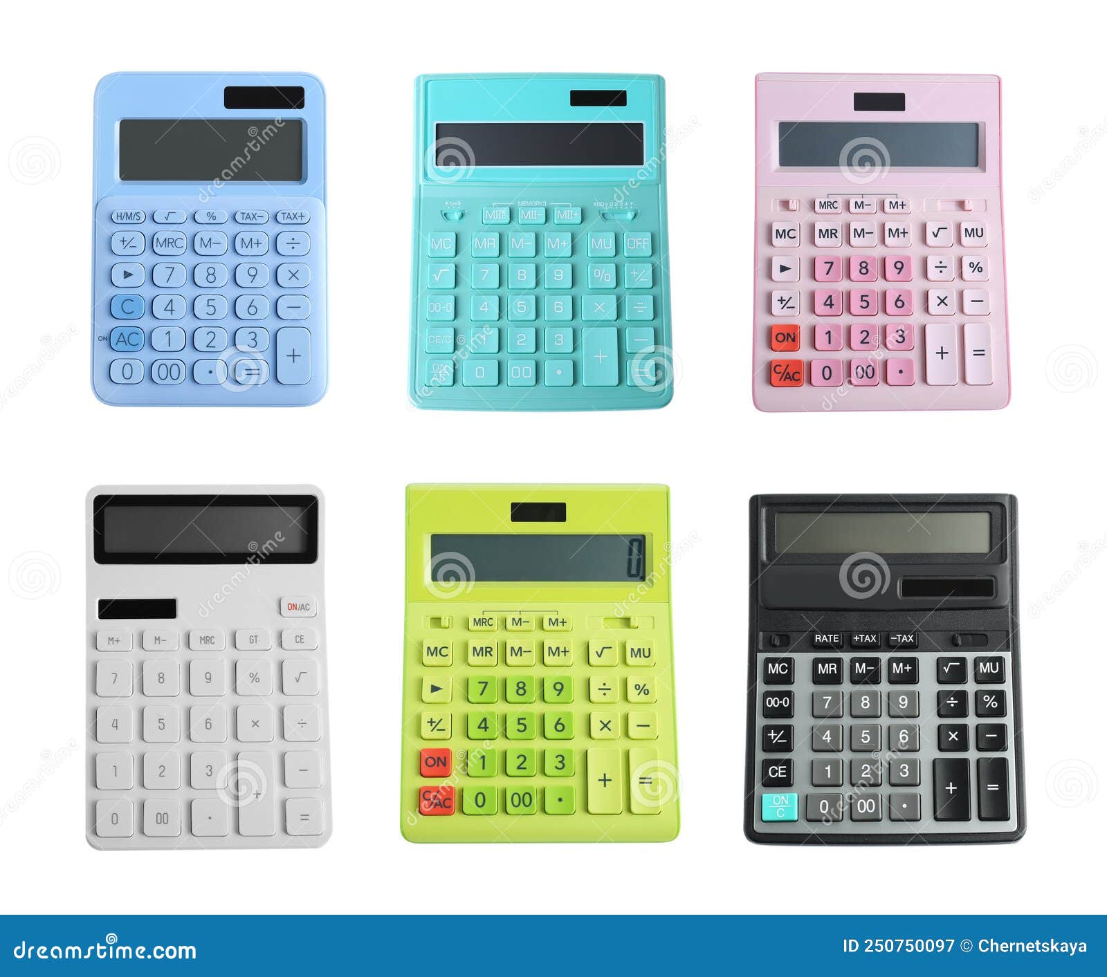 Set of Different Calculators on White Background Stock Image - Image of ...