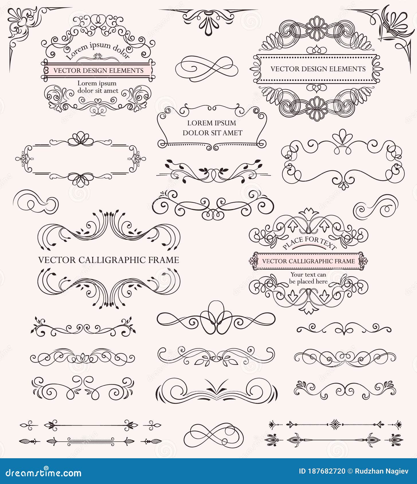 Set of Different Calligraphic Frames and Patterns Stock Vector ...
