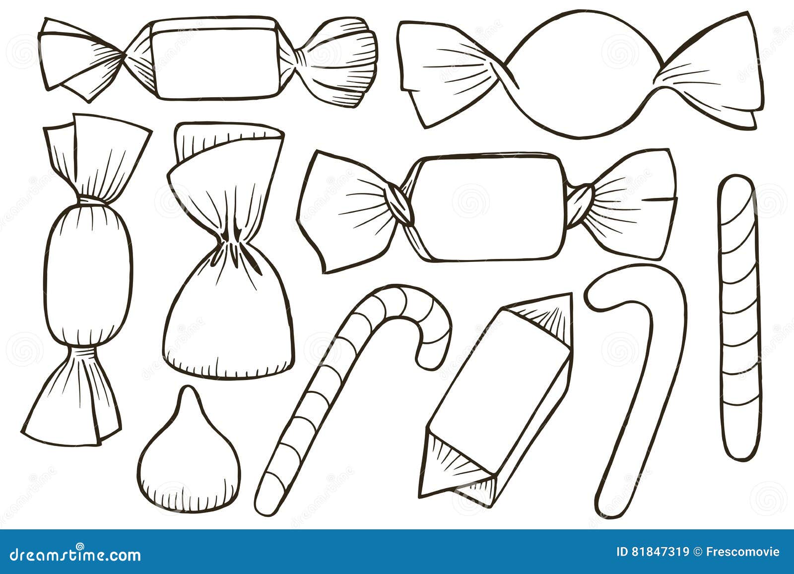 Set of different candy. stock vector. Illustration of food - 81847319