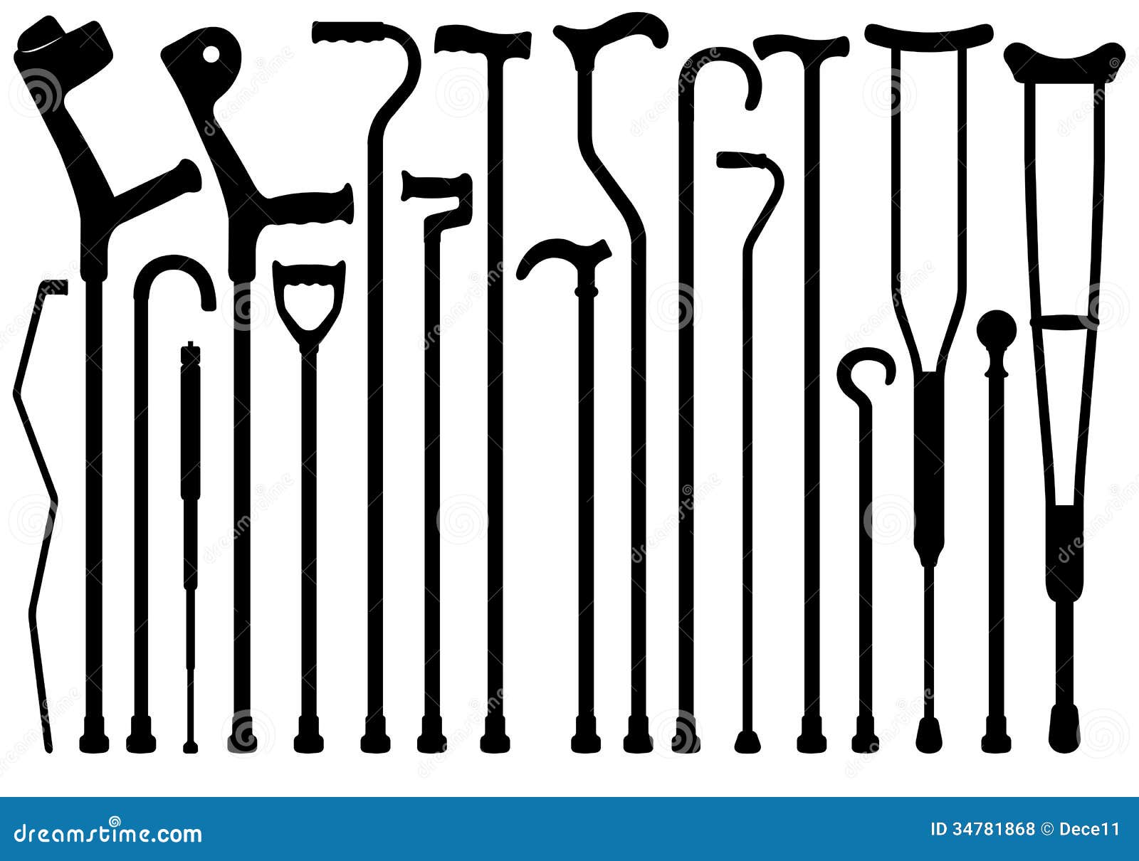 Set of Different Canes stock vector. Illustration of haft - 34781868