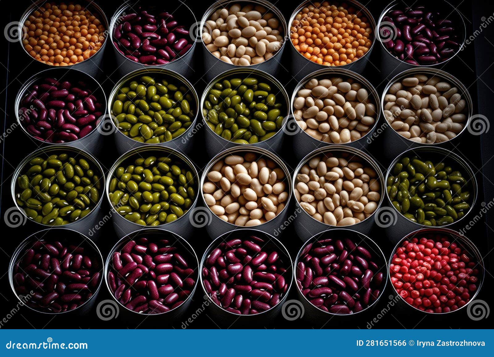 A Set of Different Canned Beans in Tins Stock Illustration ...