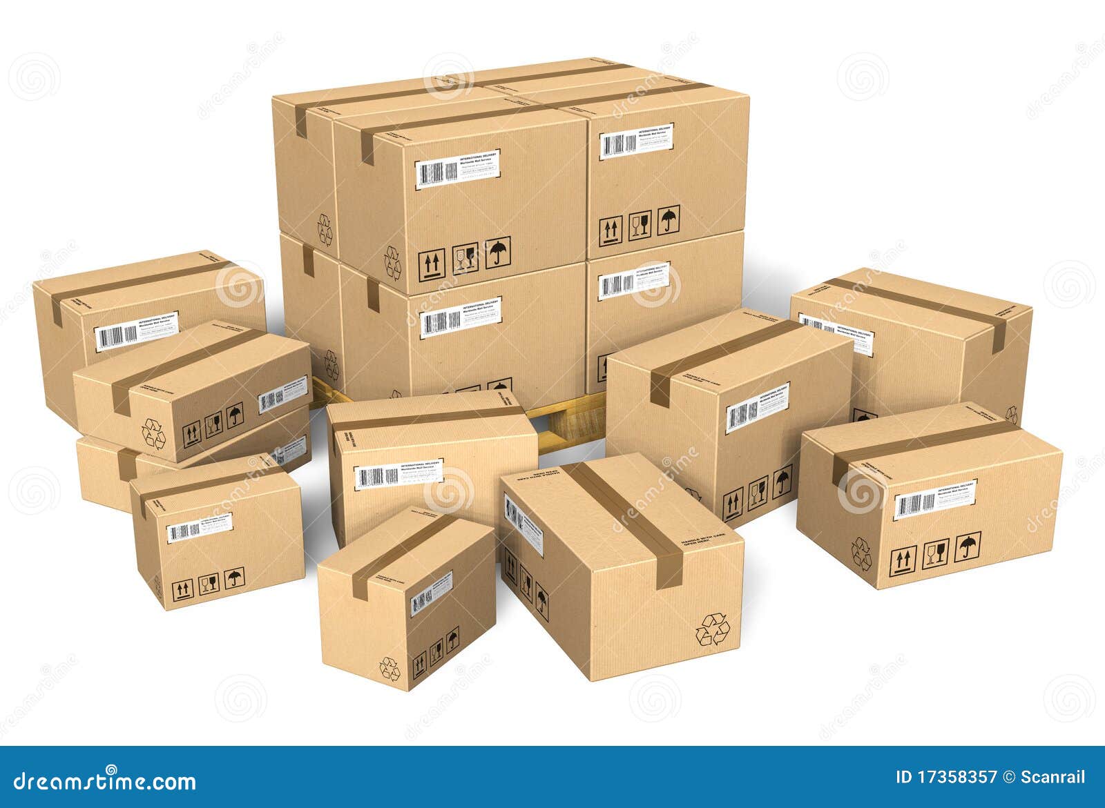 Set Of Different Cardboard Boxes With Different Real Sizes And Of ...