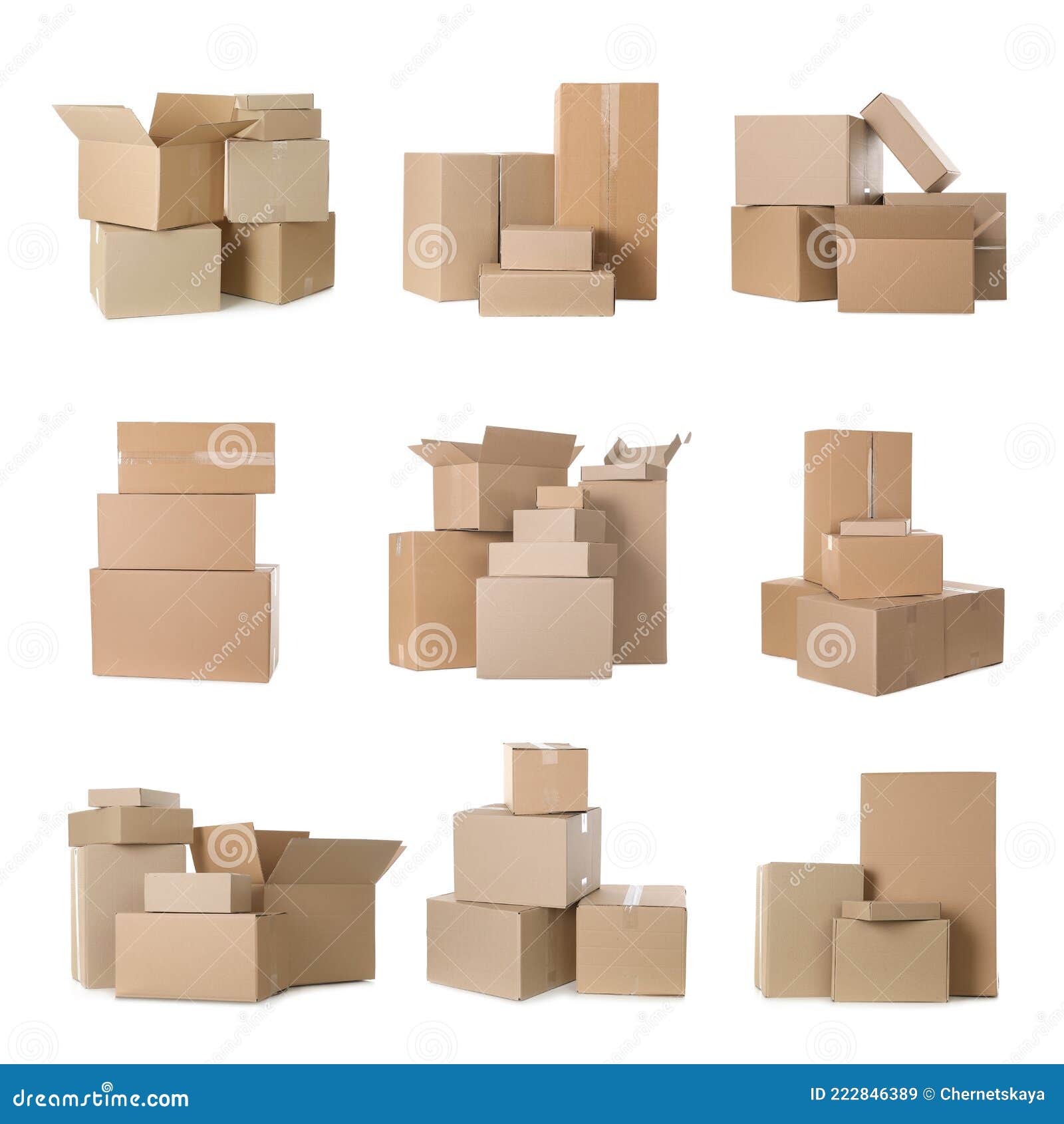 Set with Different Cardboard Boxes on White Background Stock Image ...