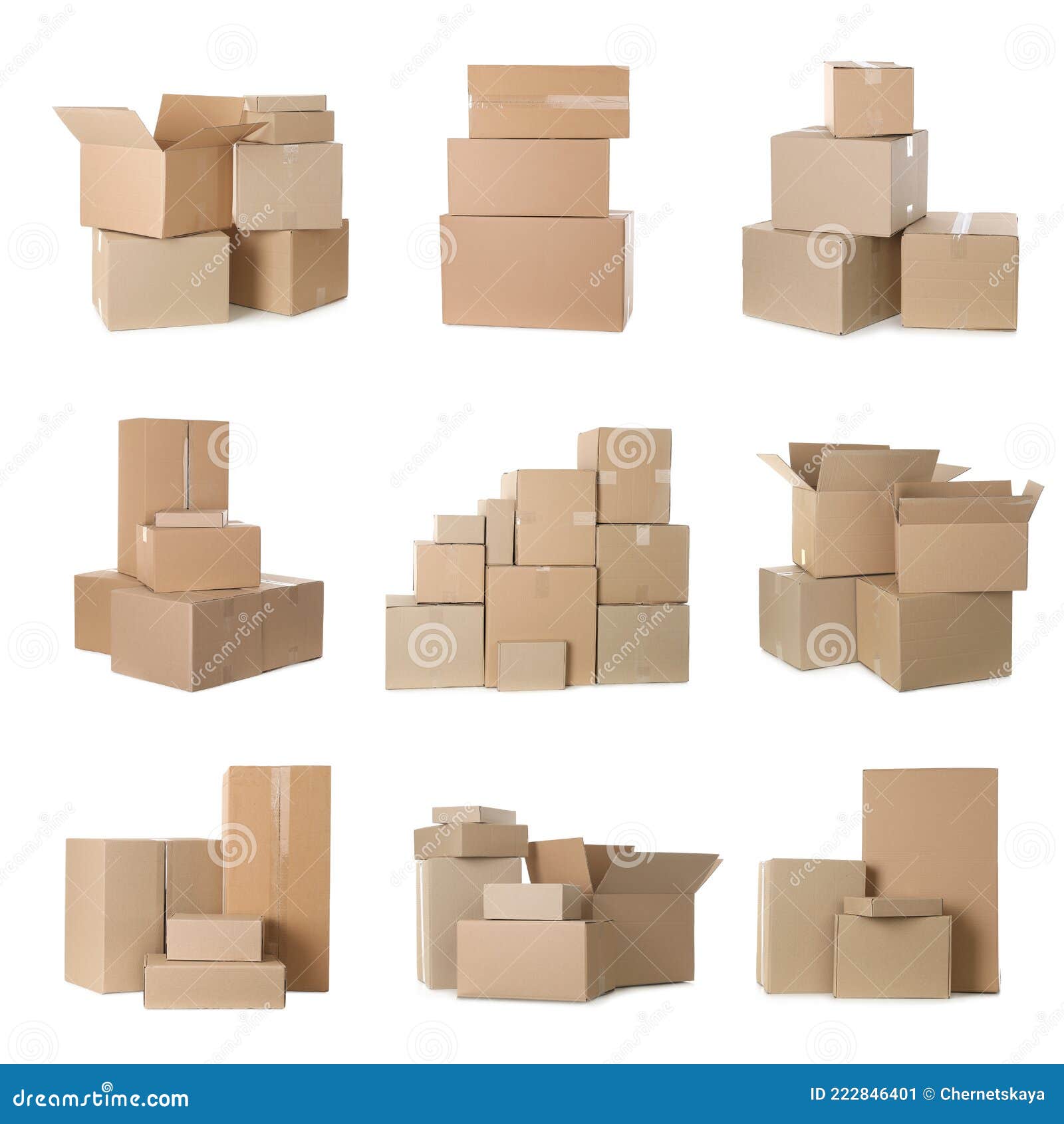 Set with Different Cardboard Boxes on White Background Stock Image ...