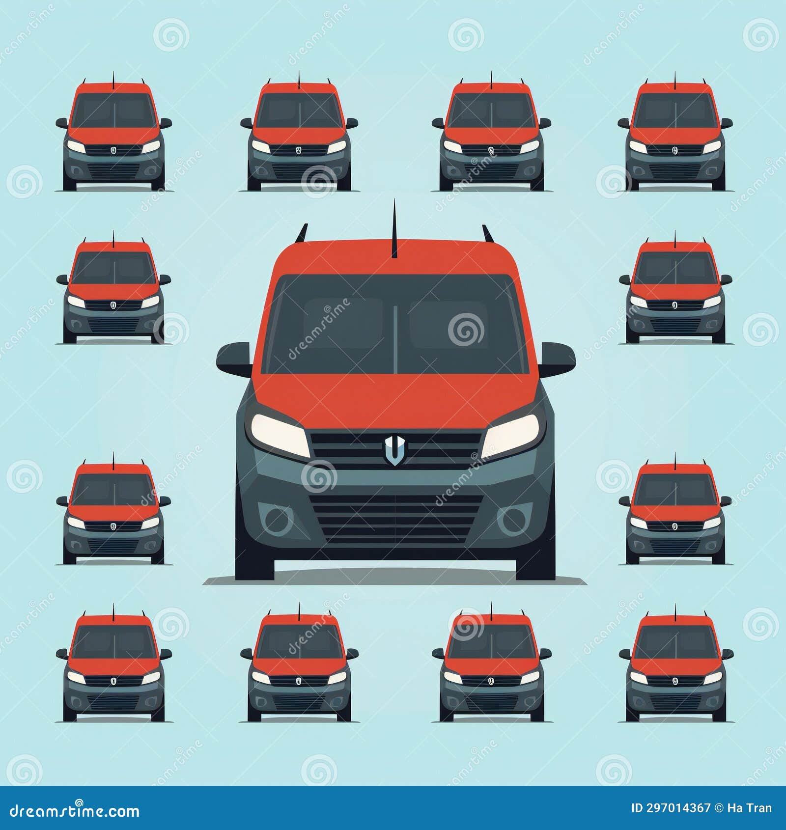 Set of Different Cars in Flat Style, Front View Stock Illustration ...