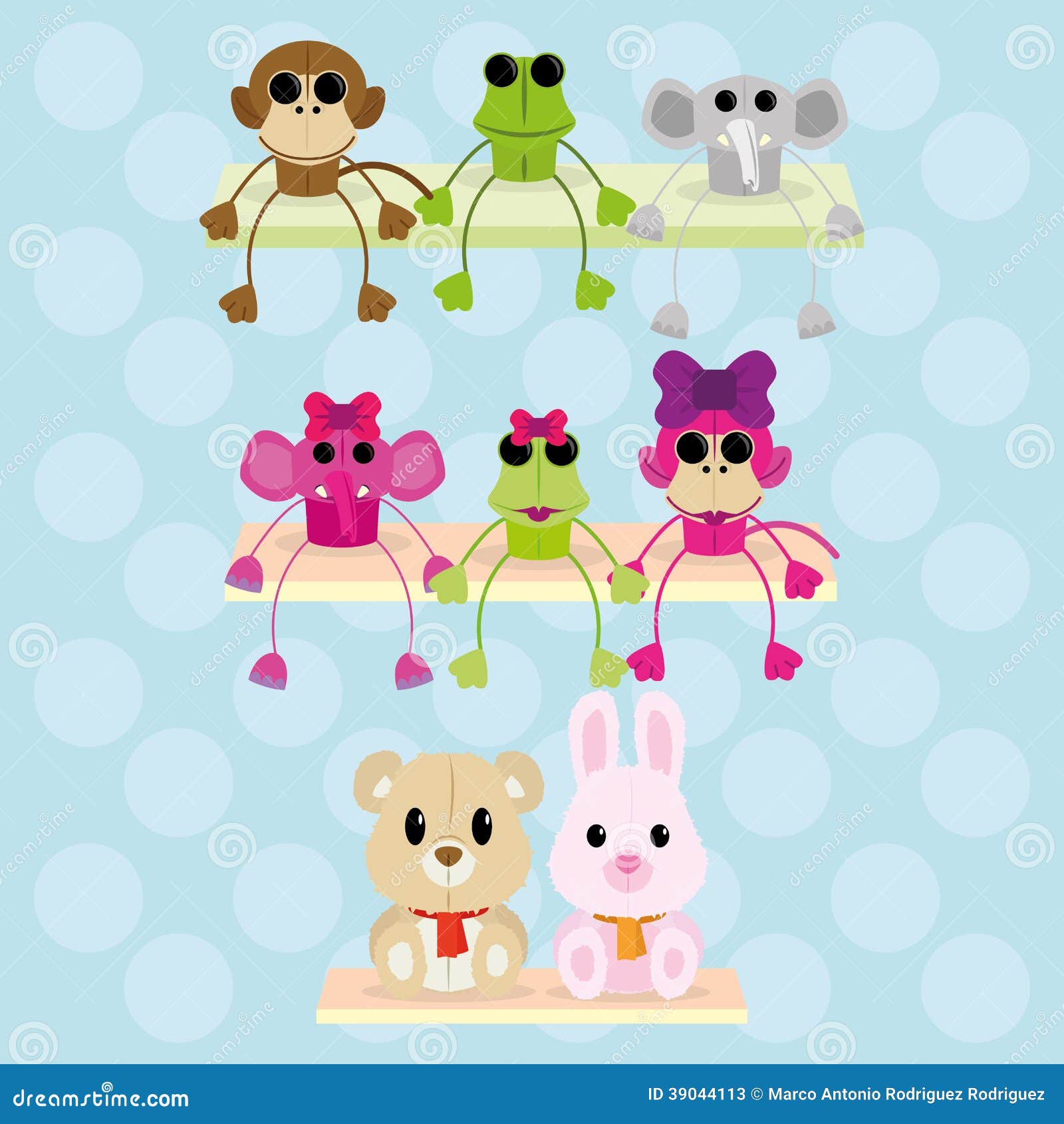 Set of Different Cartoon Animals Isolated Stock Vector - Illustration ...