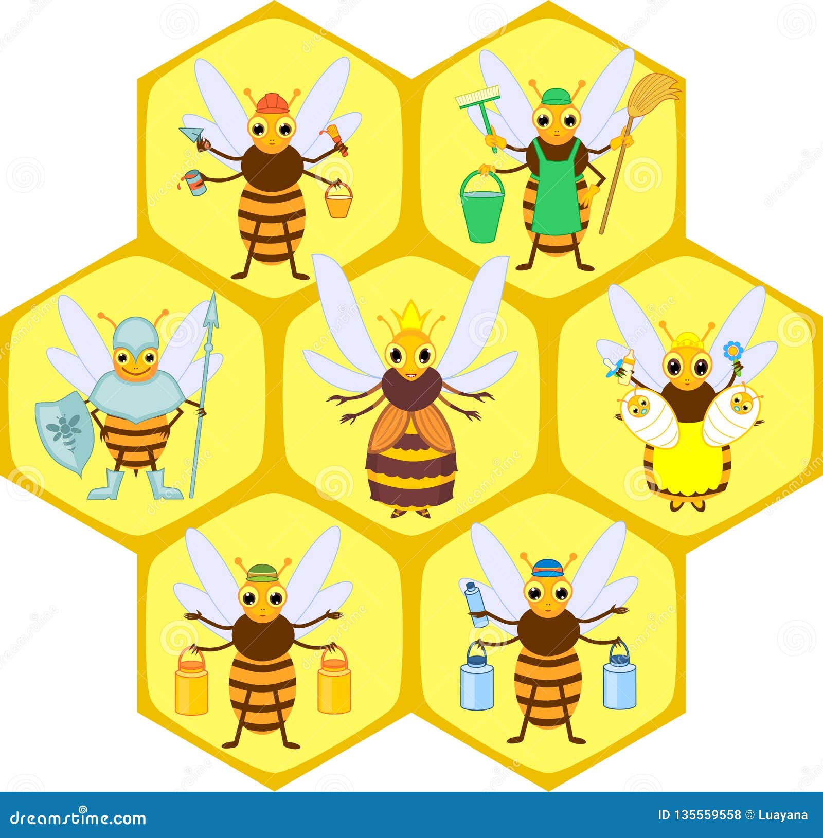 Cartoon Bee Social Castes Vector Illustration | CartoonDealer.com ...