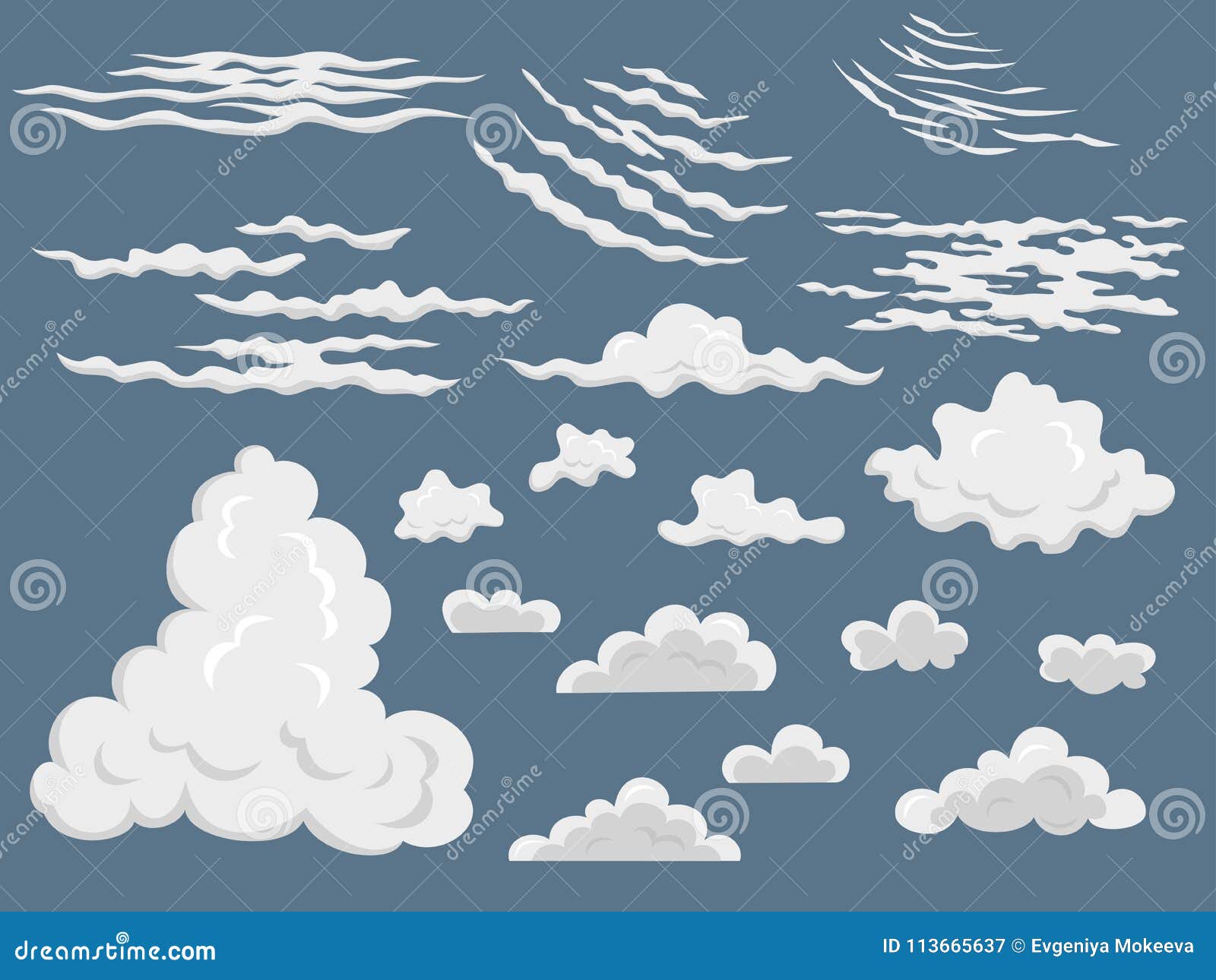 Set of Different Cartoon Clouds. Stock Vector - Illustration of icon ...