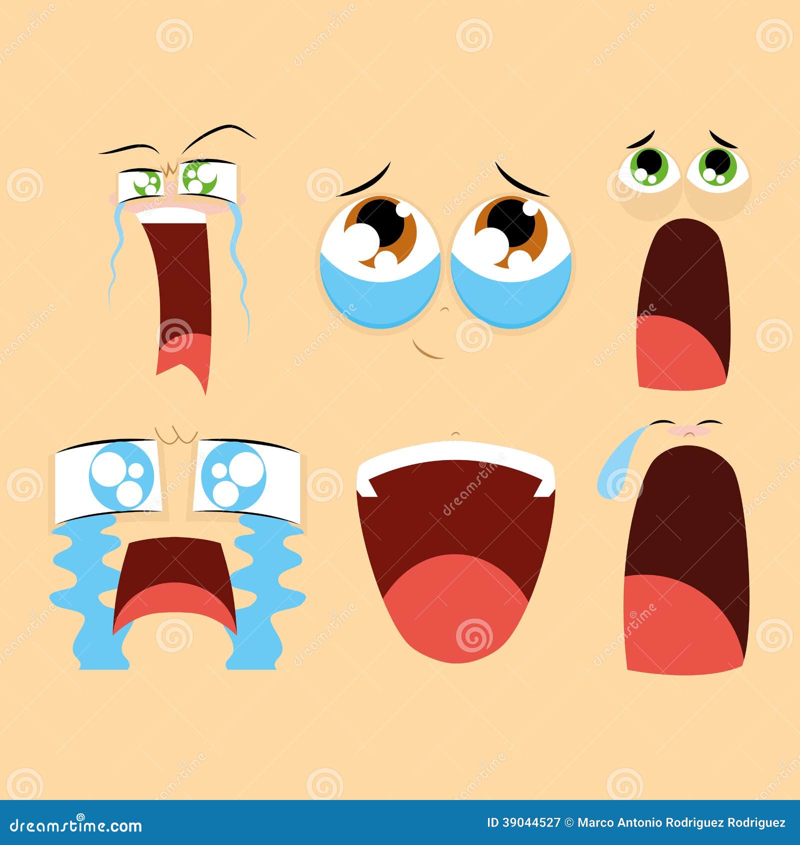 Set of Different Cartoon Faces Isolated Stock Vector - Illustration of ...
