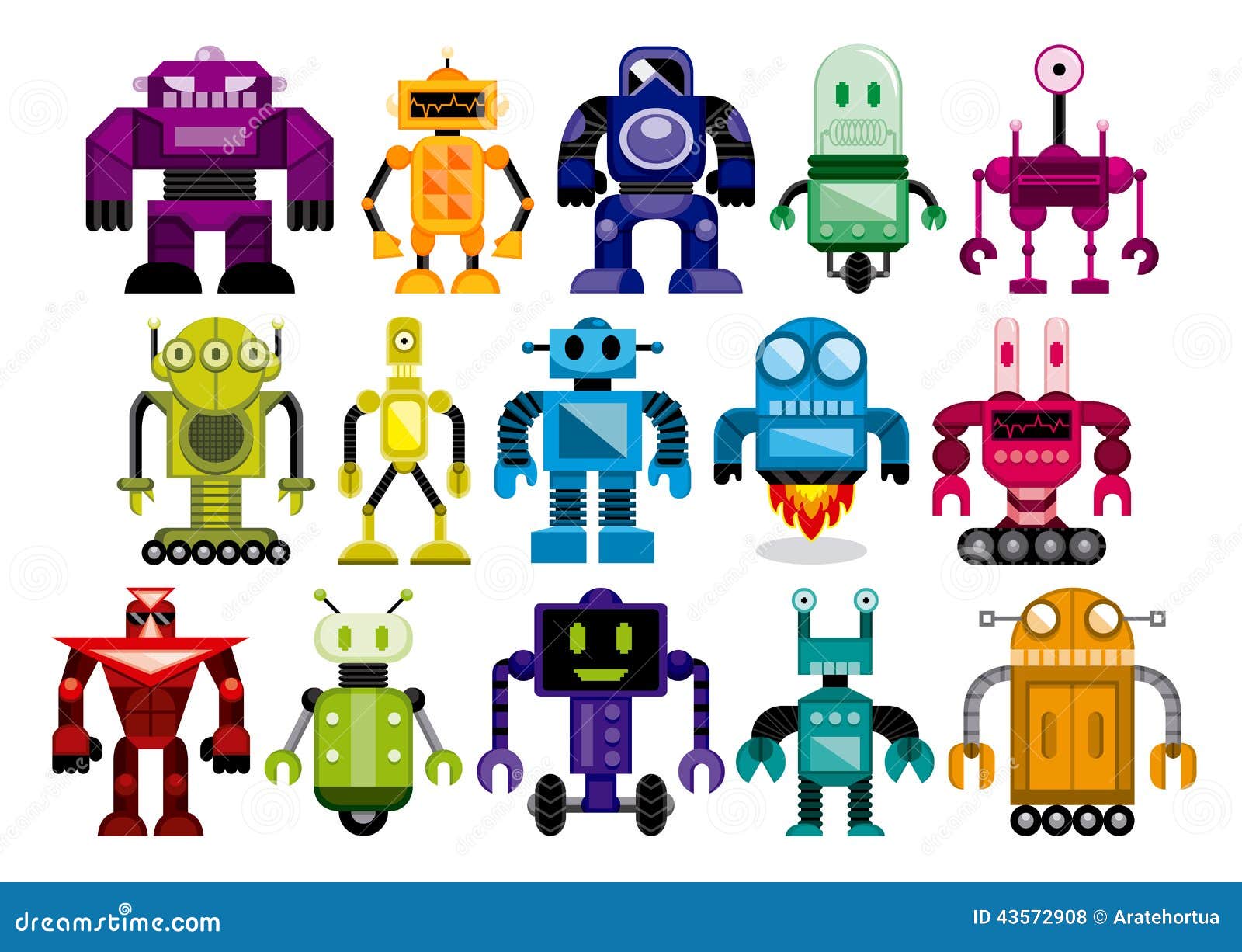Set of Different Cartoon Robots Isolated Stock Illustration ... Set of Different Cartoon Robots Isolated Stock Illustration ...