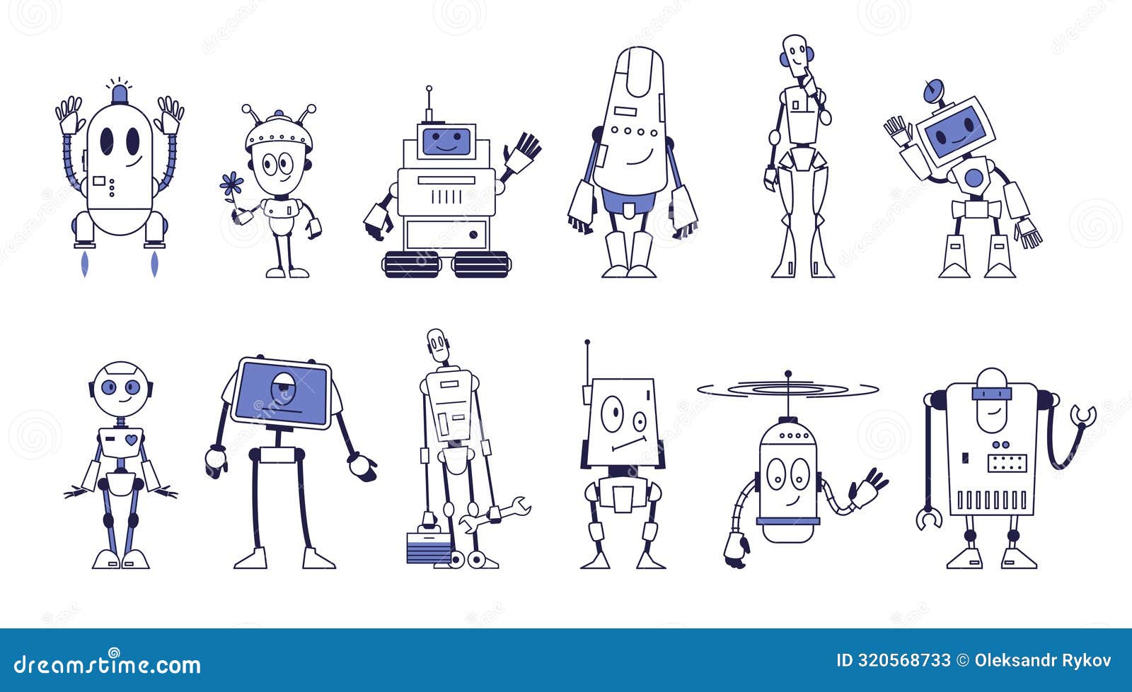 A Set of Different Cartoon Robots. Stock Vector - Illustration of ... A Set of Different Cartoon Robots. Stock Vector - Illustration of ...