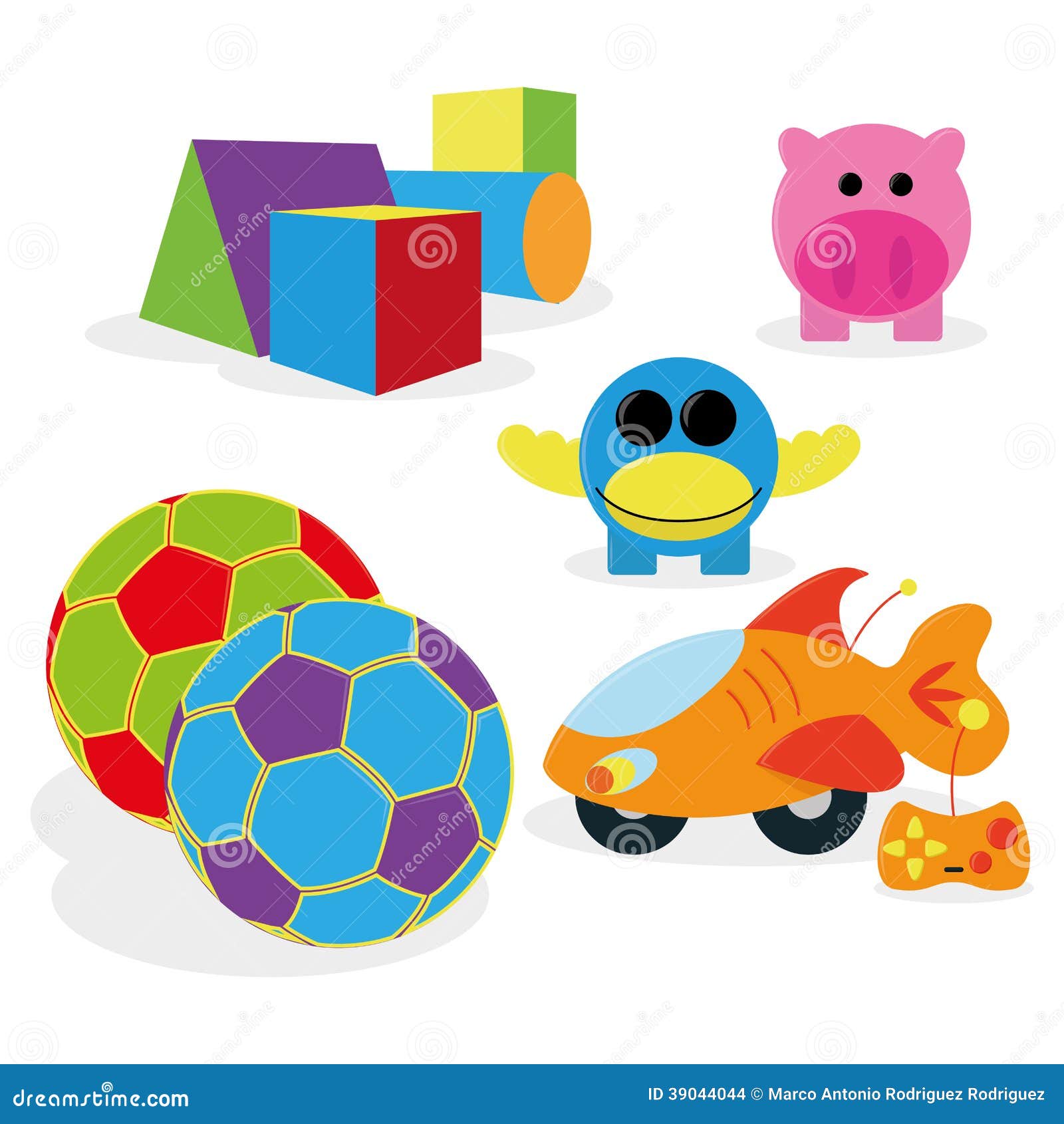 Set of Different Cartoon Toys Isolated Stock Vector - Illustration of ...