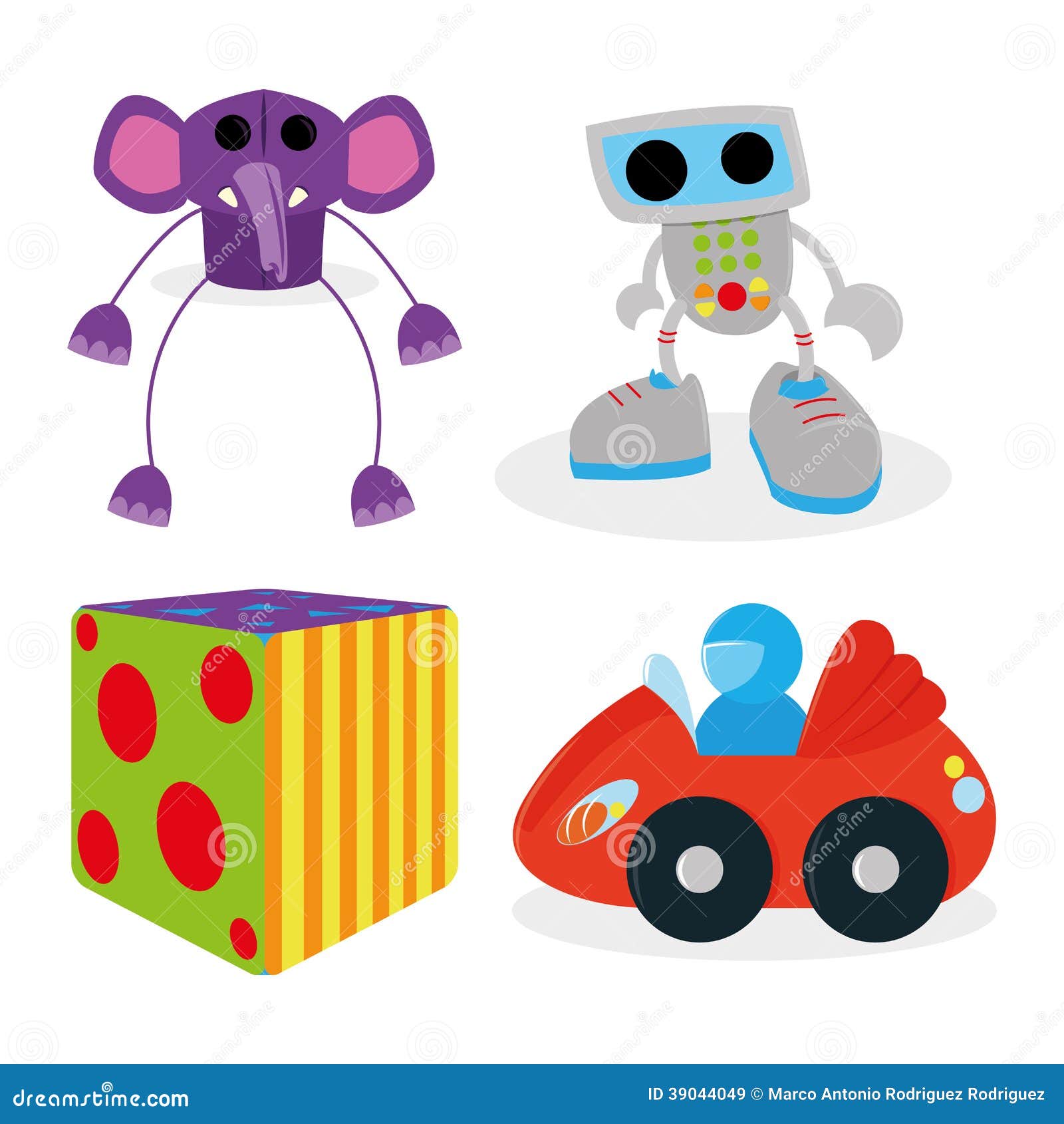 Set of Different Cartoon Toys Isolated Stock Vector - Illustration of ...