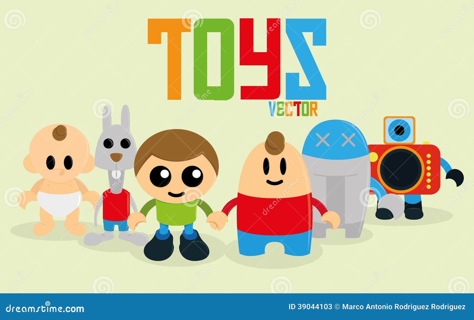 Set of Different Cartoon Toys Isolated Stock Vector - Illustration of ...