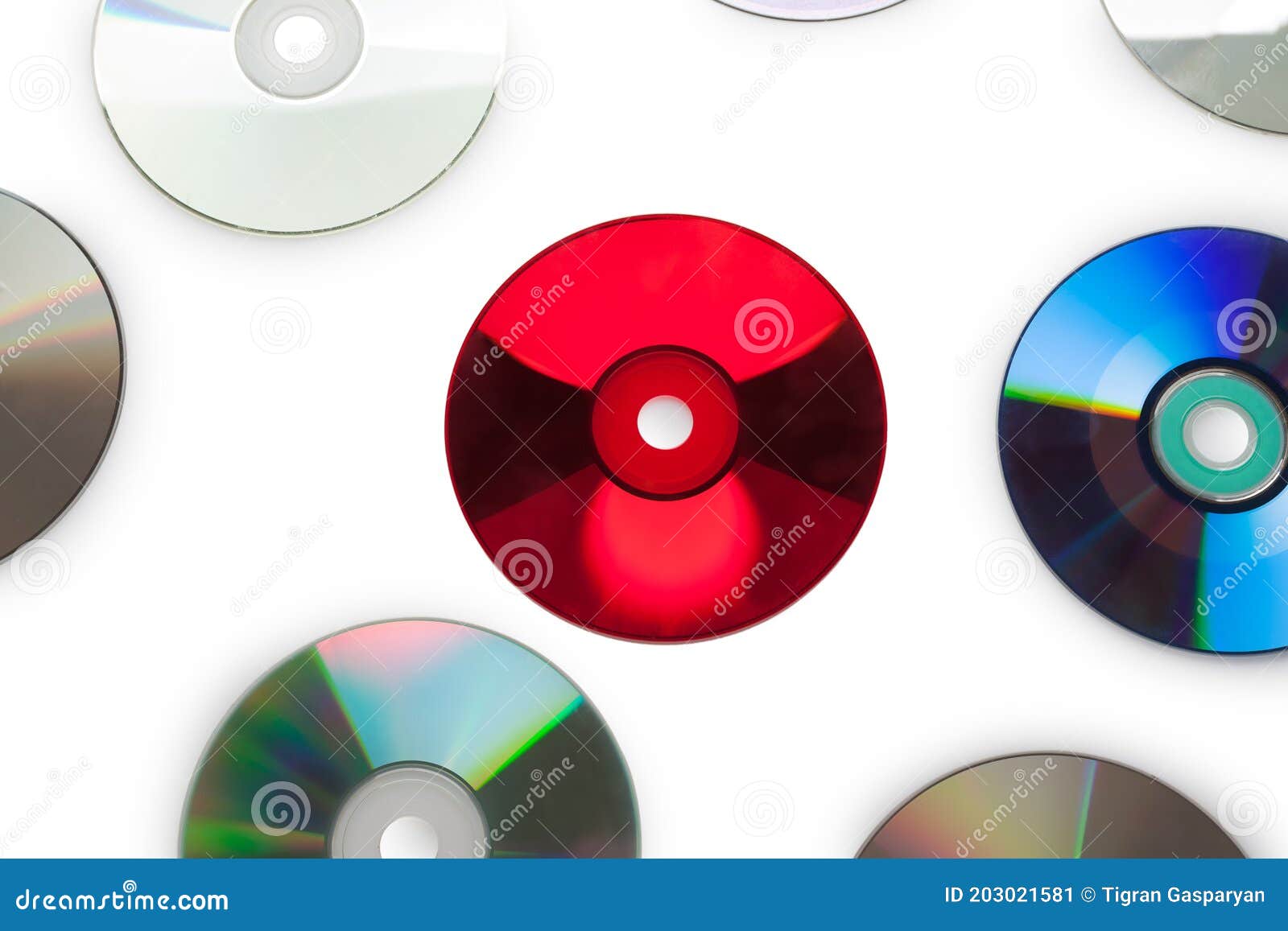 Set of Different CD or DVD Disk Isolated on White Background. Flat Lay ...