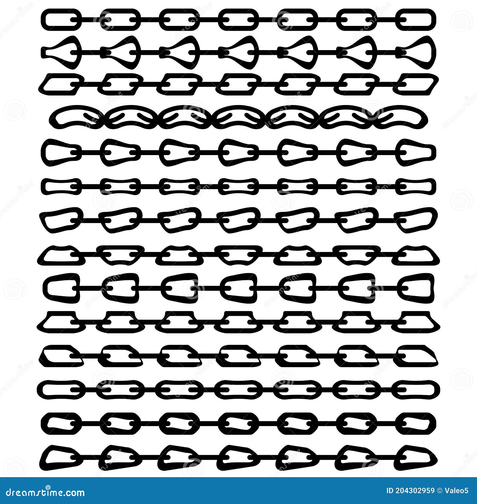Set of Different Chain Frames Isolated on White Background Stock Vector ...