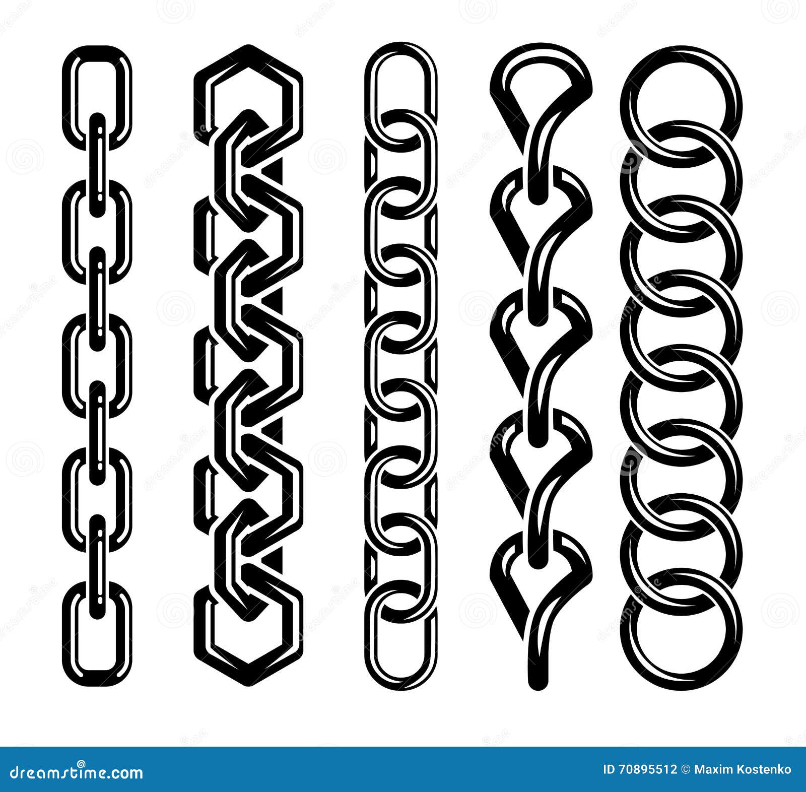 Set of Different Chain Parts on White Background, Vector. Stock Vector ...