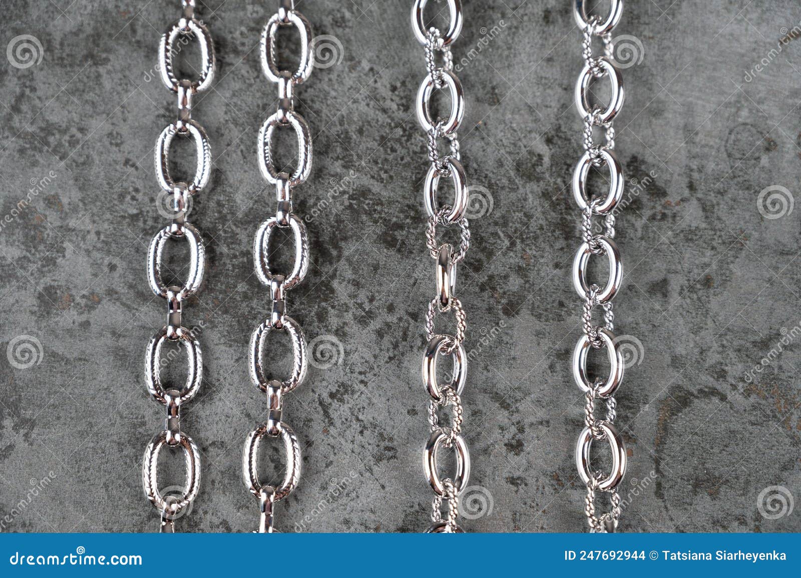 Set of Different Chains on a Concrete Background. Chain Connection ...