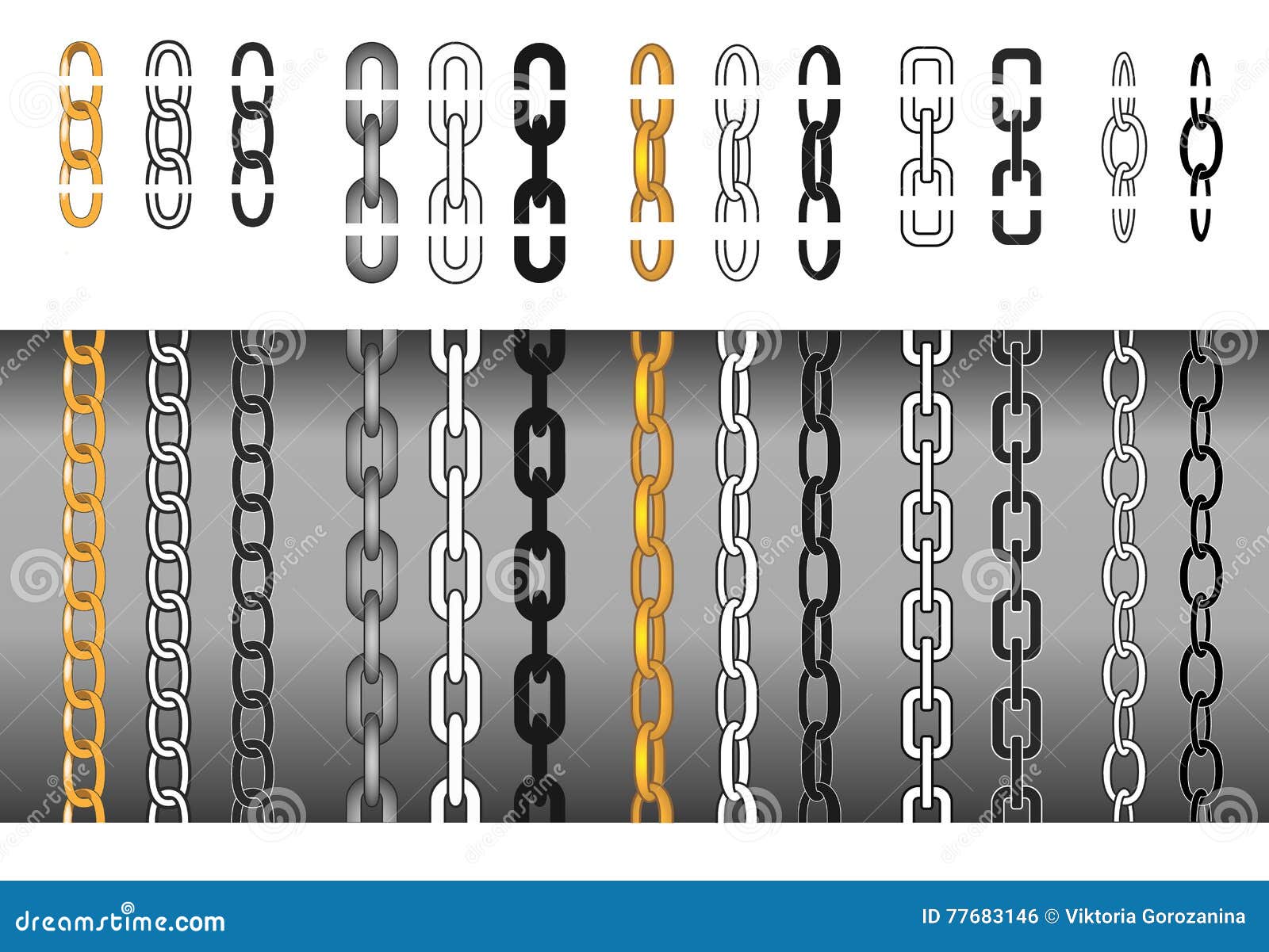 Set of Different Chains, Seamless and Chain Parts To Make it As Long As ...