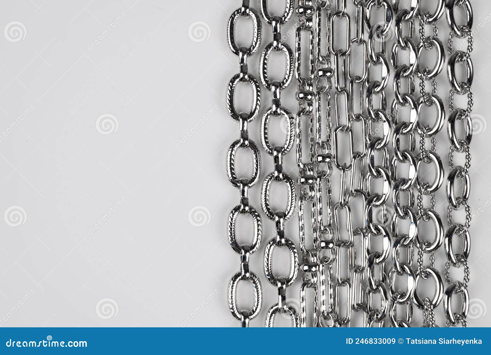 Set of Different Chains on White Background with Copy Space. Chain ...