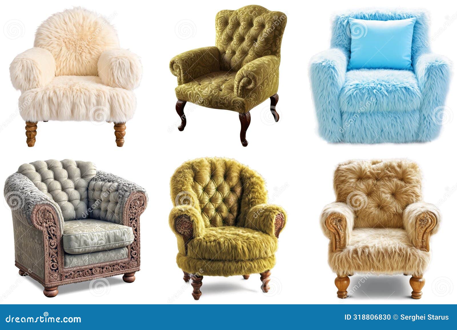 A Set of Different Chairs in Various Colors, PNG with Transparent ...