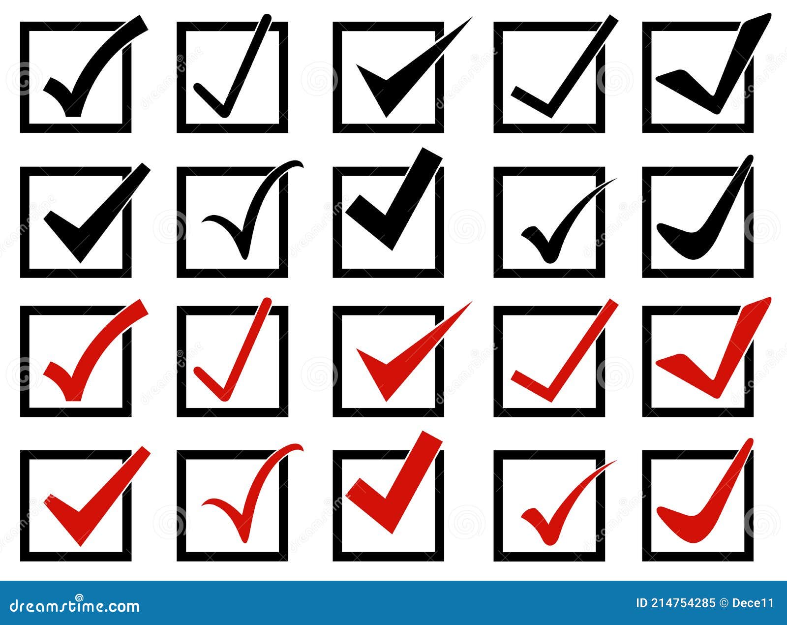 Set of Different Check Mark Icons in Boxes Stock Vector - Illustration ...