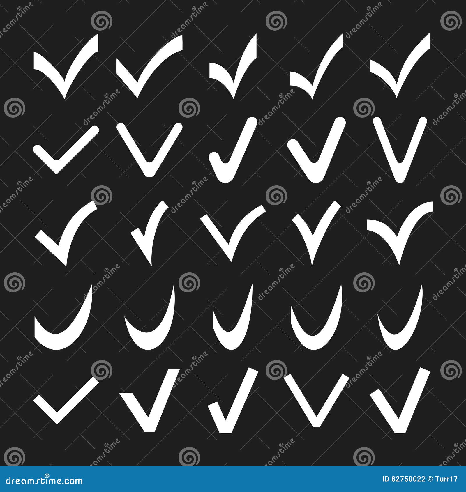 Set of Different Check Marks Stock Illustration - Illustration of mark ...