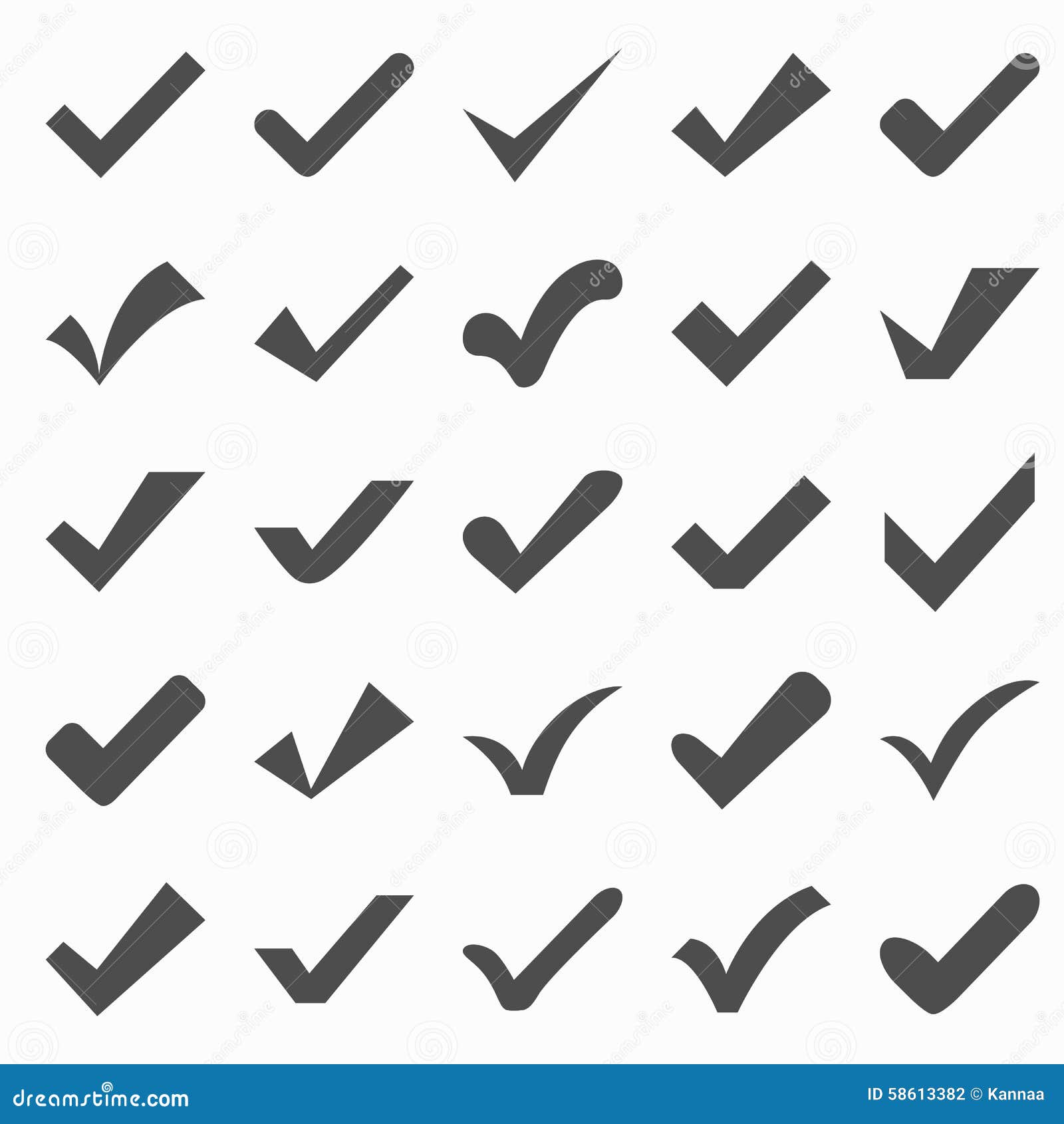 Set of Different Check Marks or Ticks Stock Illustration - Illustration ...