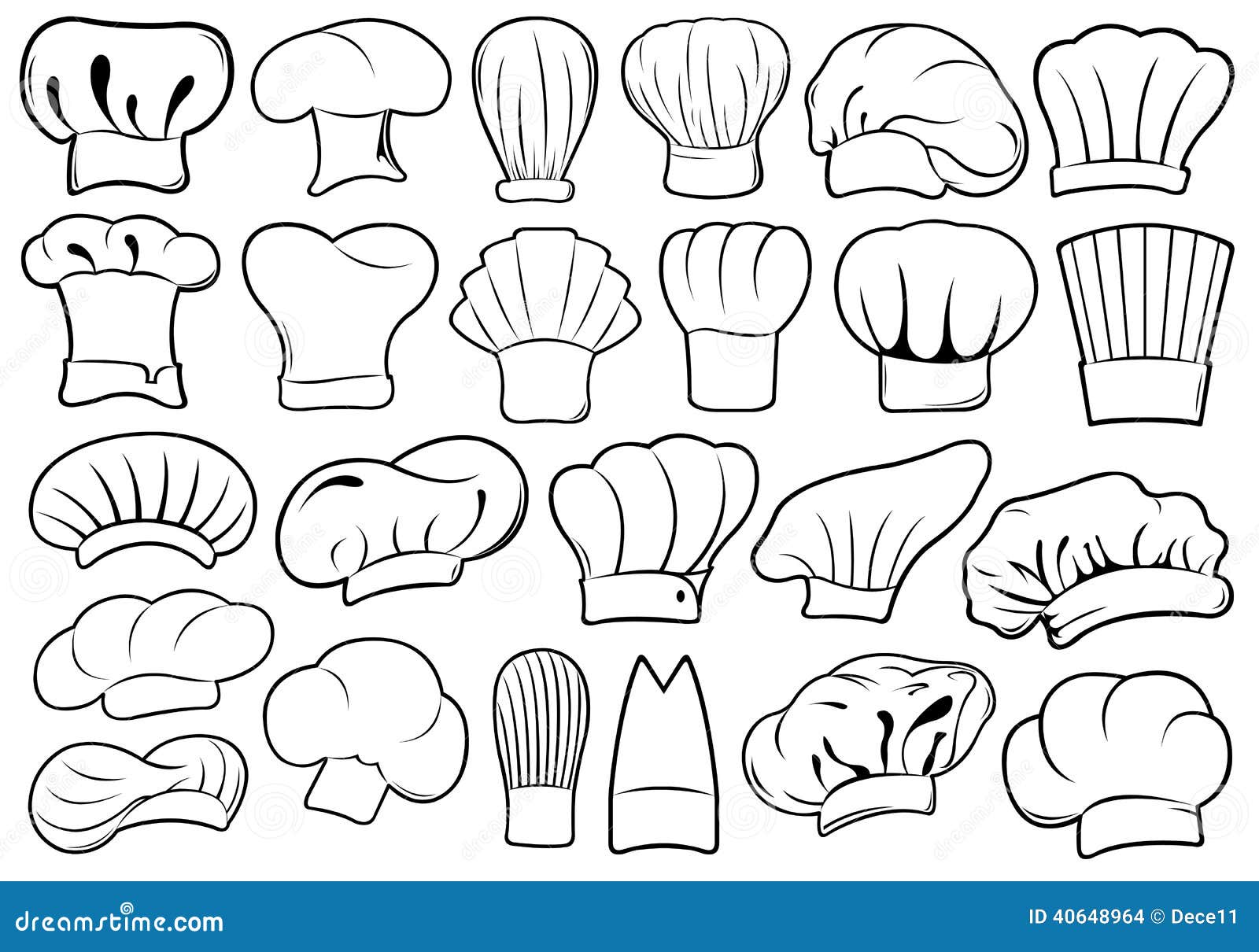 Set of different chef hats stock vector. Illustration of master - 40648964