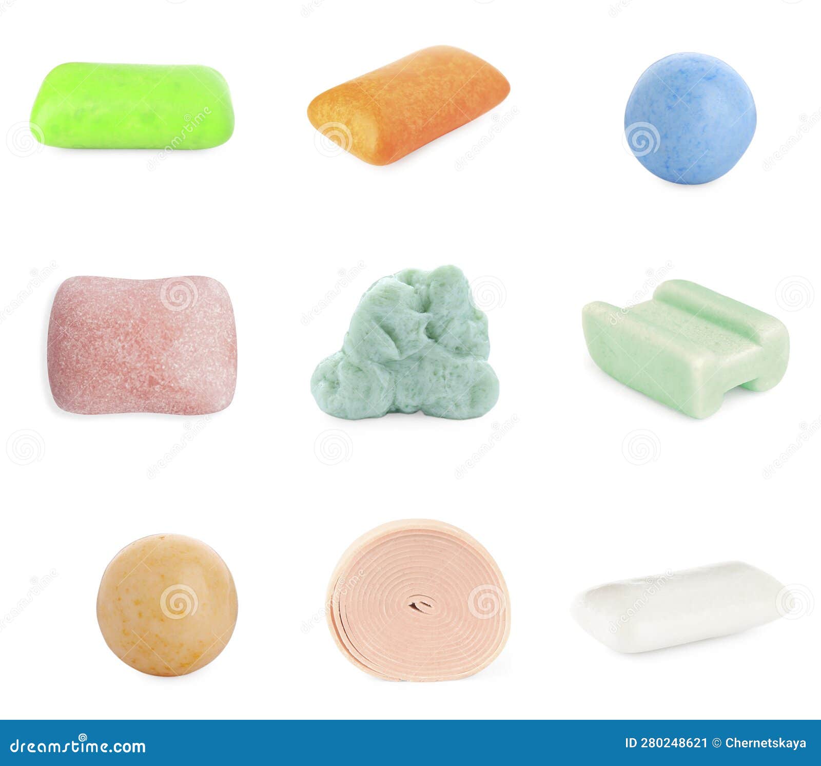 Set of Different Chewing Gums on White Background Stock Image - Image ...