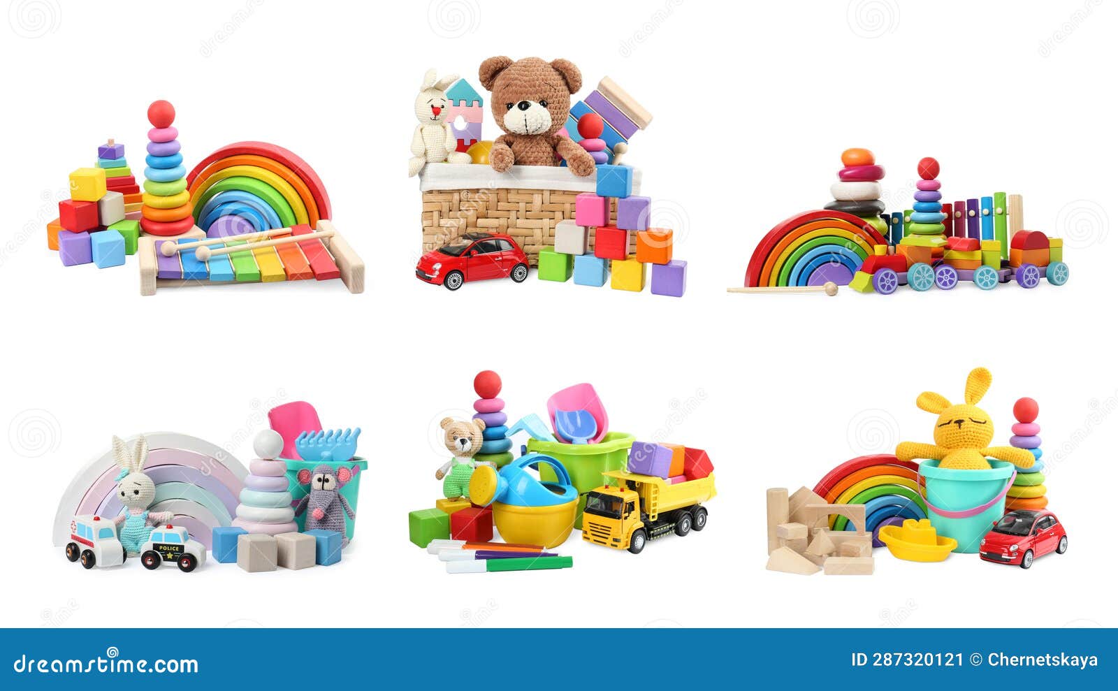Set of Different Children S Toys Isolated on White Stock Image - Image ...