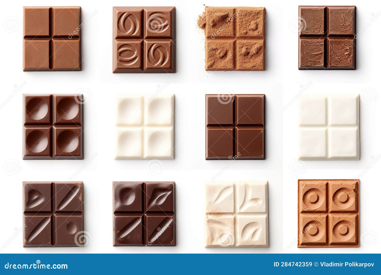 Set of Different Chocolate Bars on White Background Stock Image - Image ...