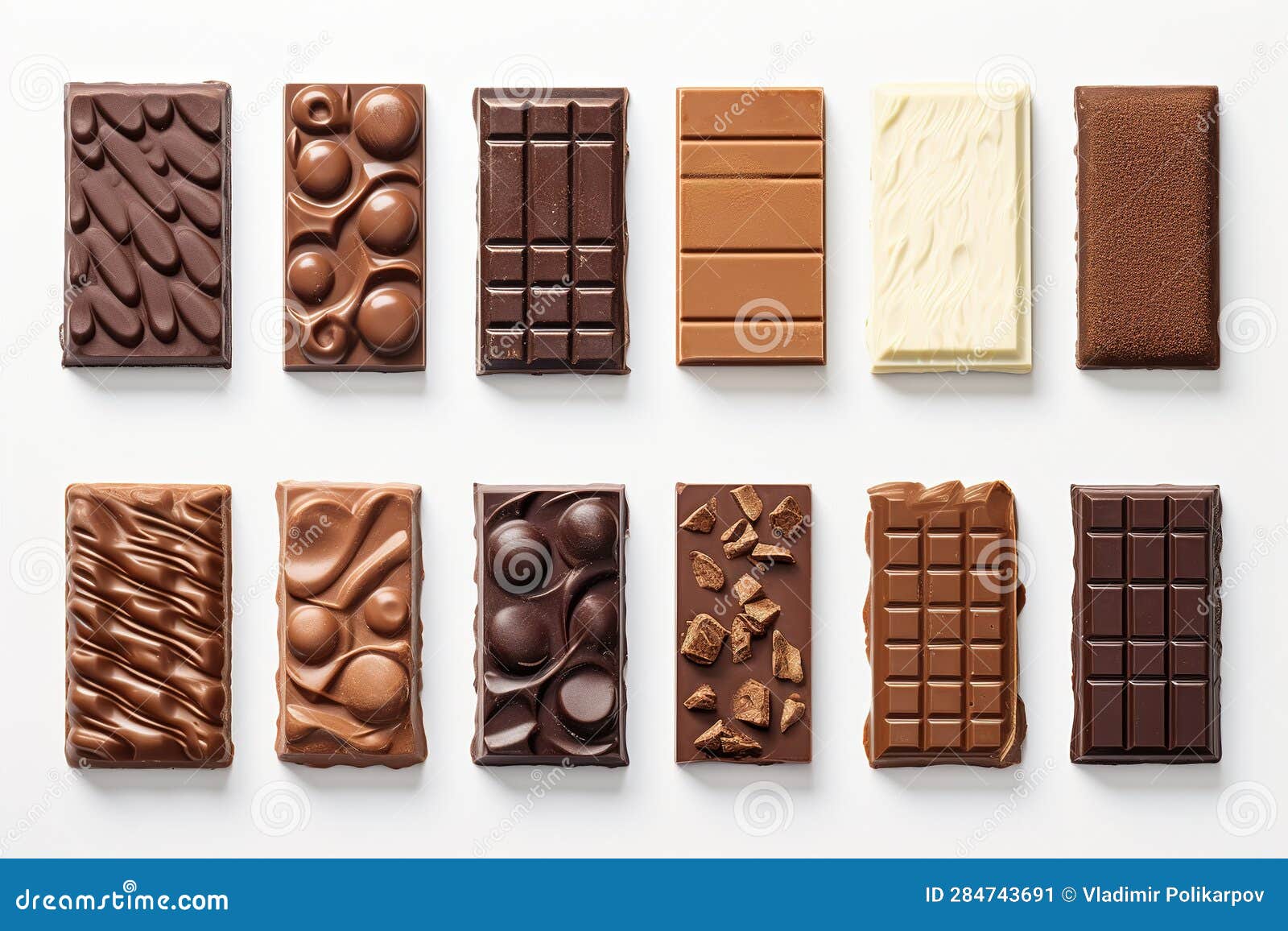 Set of Different Chocolate Bars on White Background Stock Illustration ...