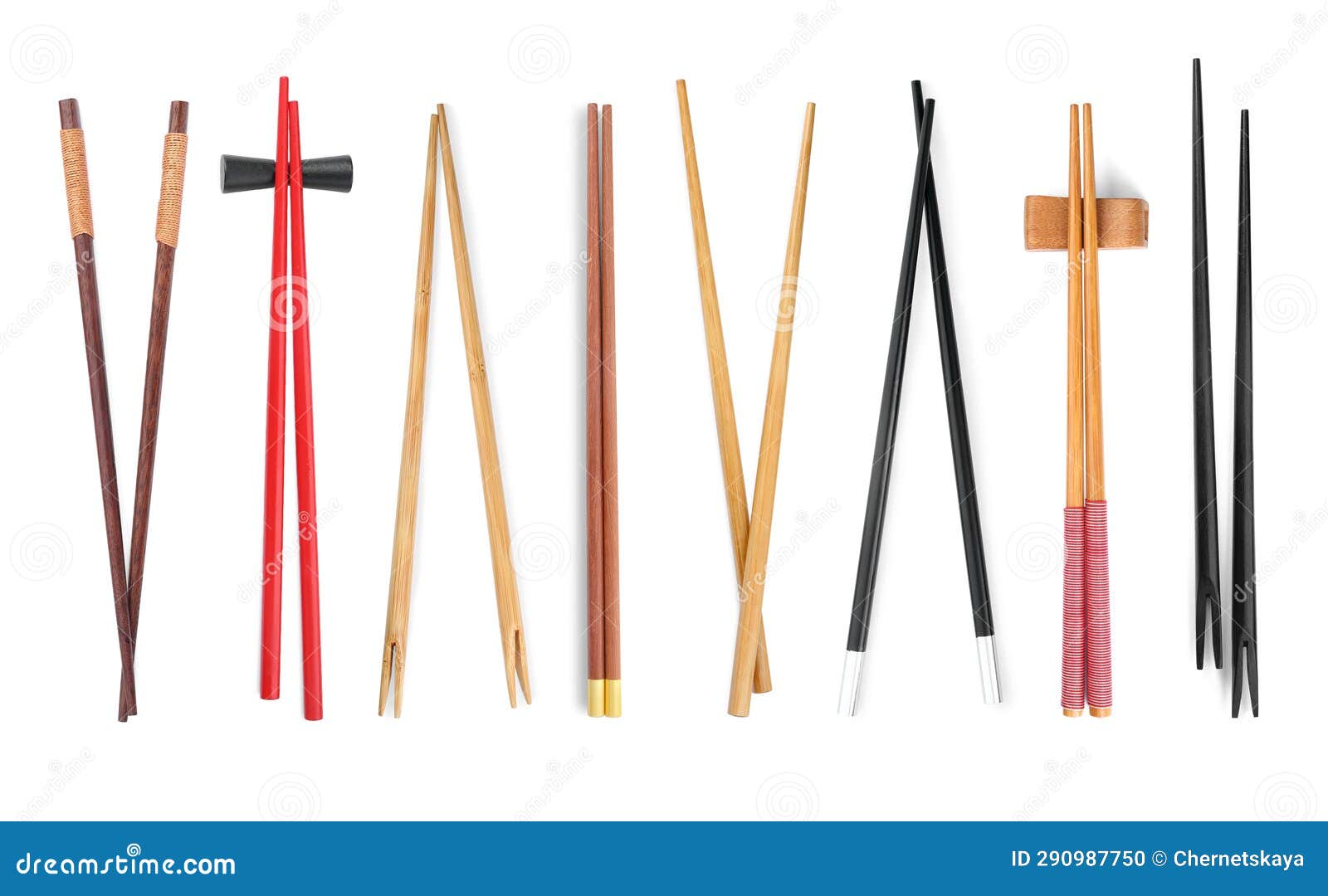Set with Different Chopsticks Isolated on White, Top View Stock Photo ...