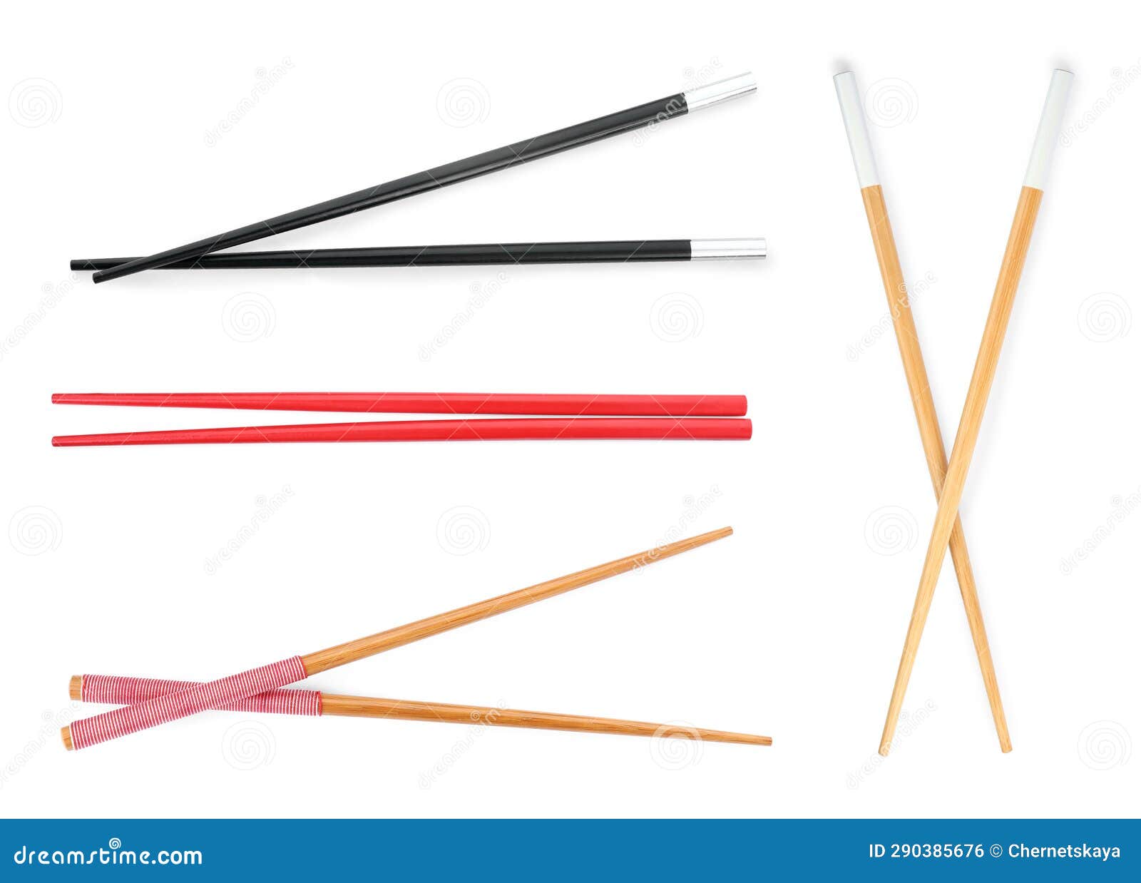 Set with Different Chopsticks Isolated on White, Top View Stock Photo ...