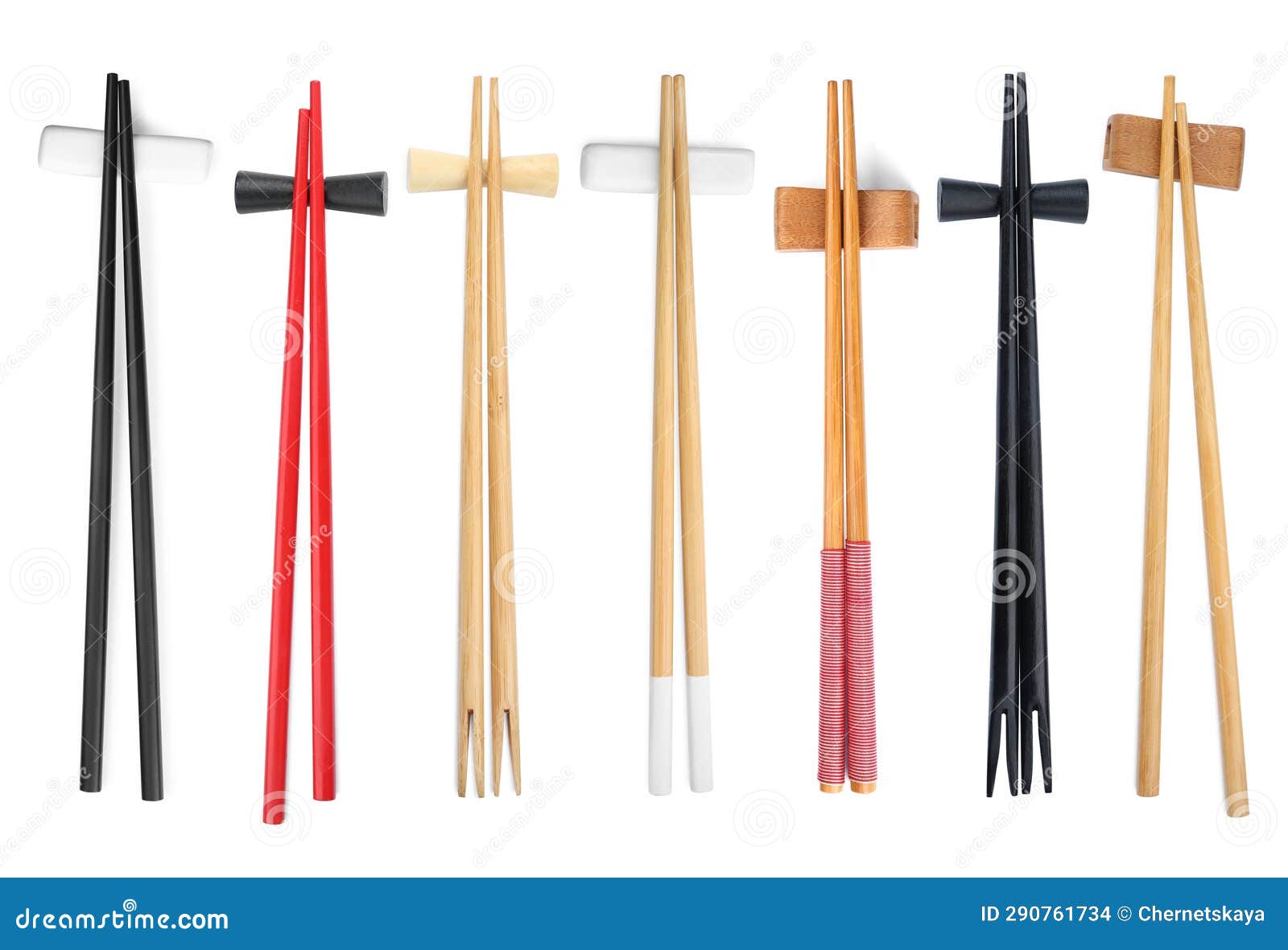 Set with Different Chopsticks Isolated on White, Top View Stock Photo ...
