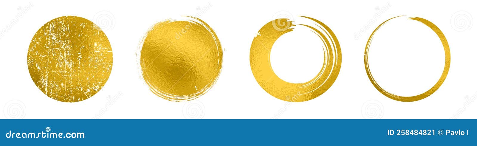 Set Different Circle Brush Strokes Isolated, Hand Drawn Paint Brush ...