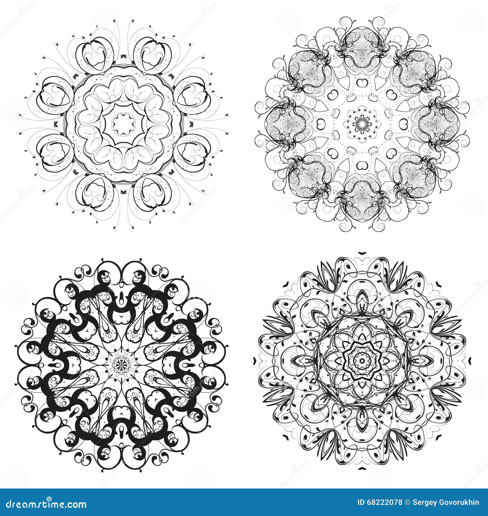 Set of Different Circular Symmetric Patterns Stock Vector ...
