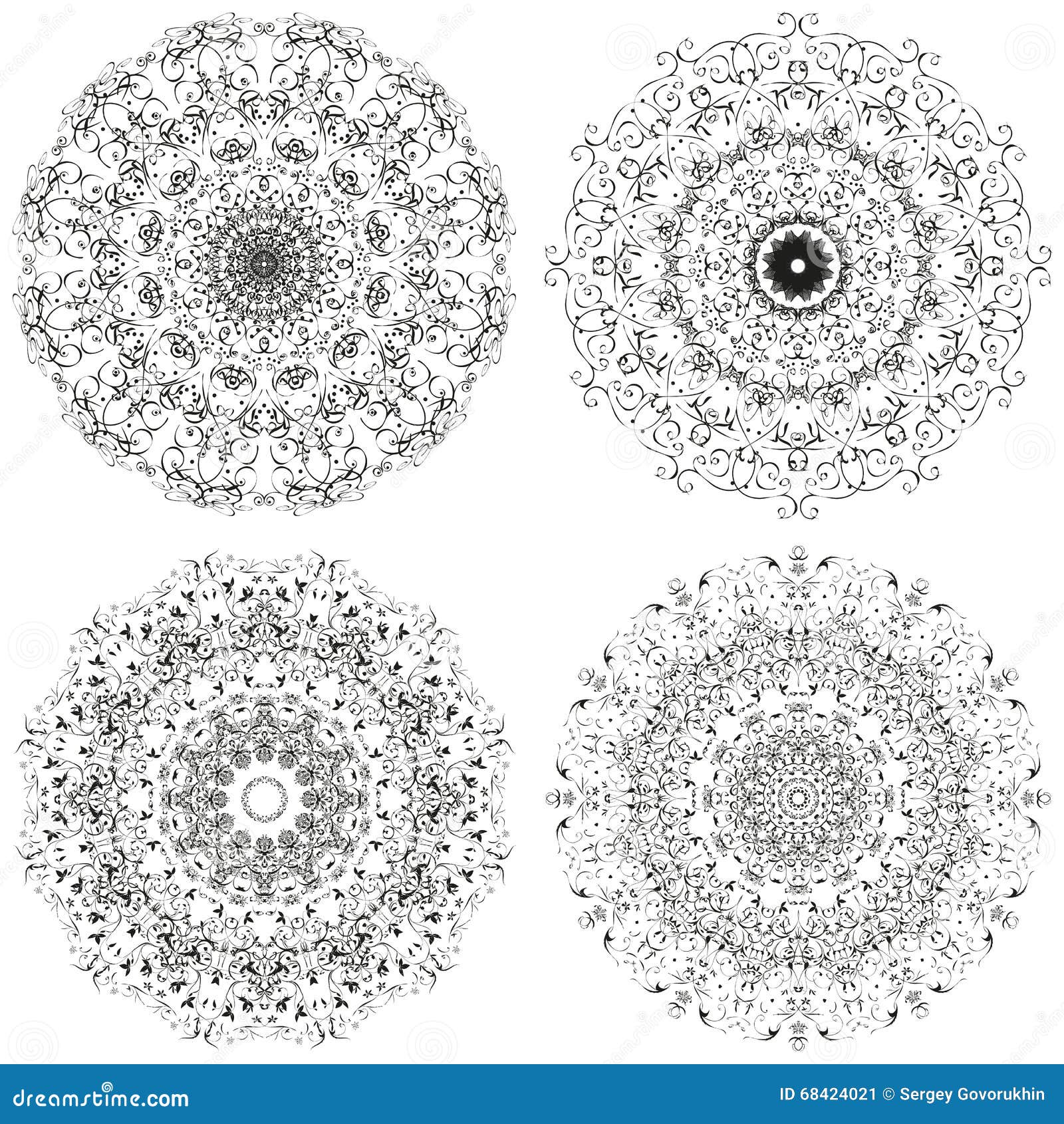 Circular Symmetric Mandala On White Background. Illustration Of Royalty ...