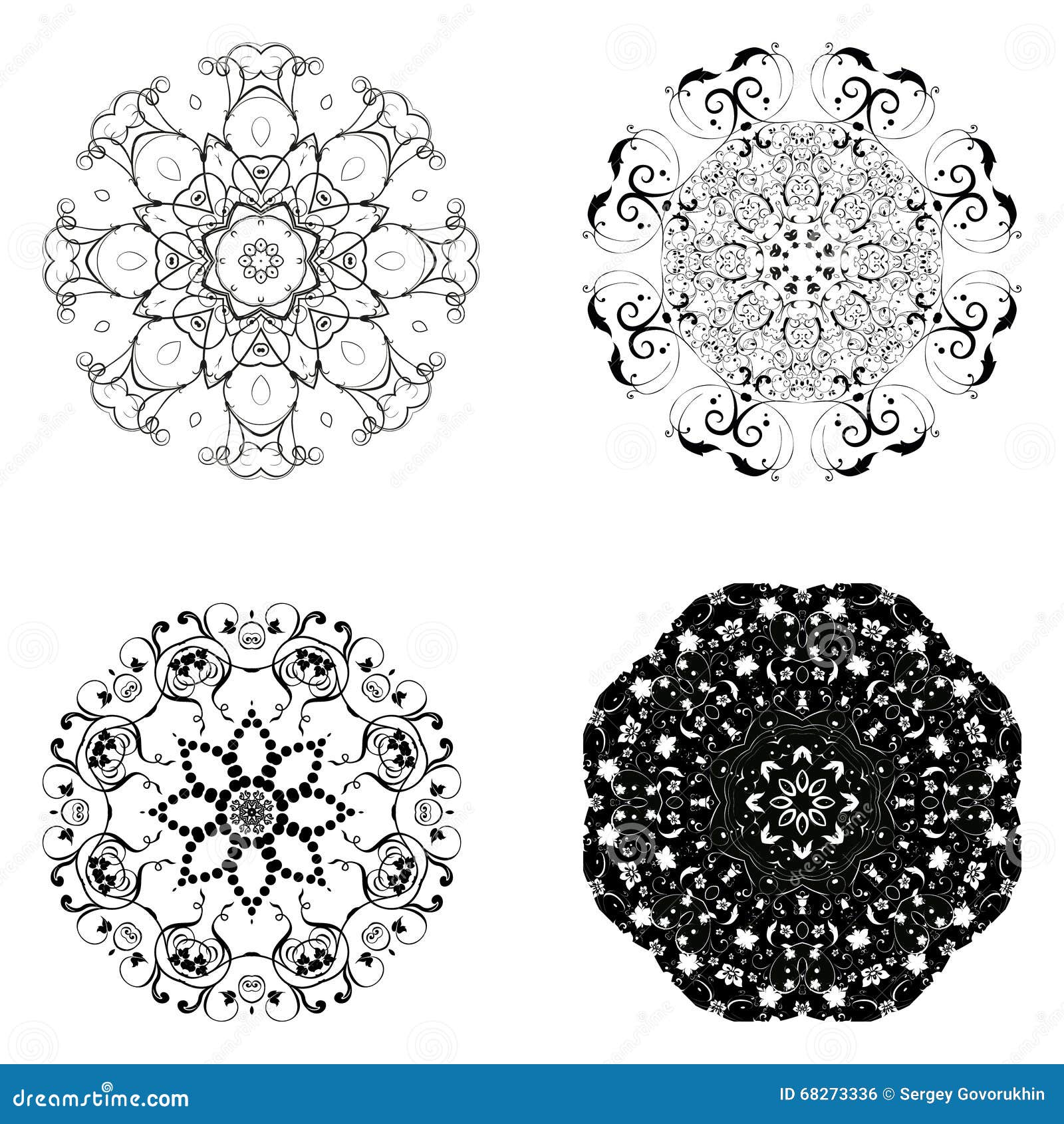 Set of Different Circular Symmetric Patterns Stock Vector ...