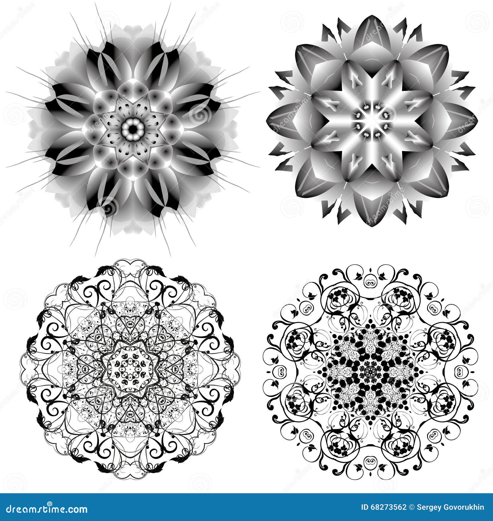Set of Different Circular Symmetric Patterns Stock Vector ...