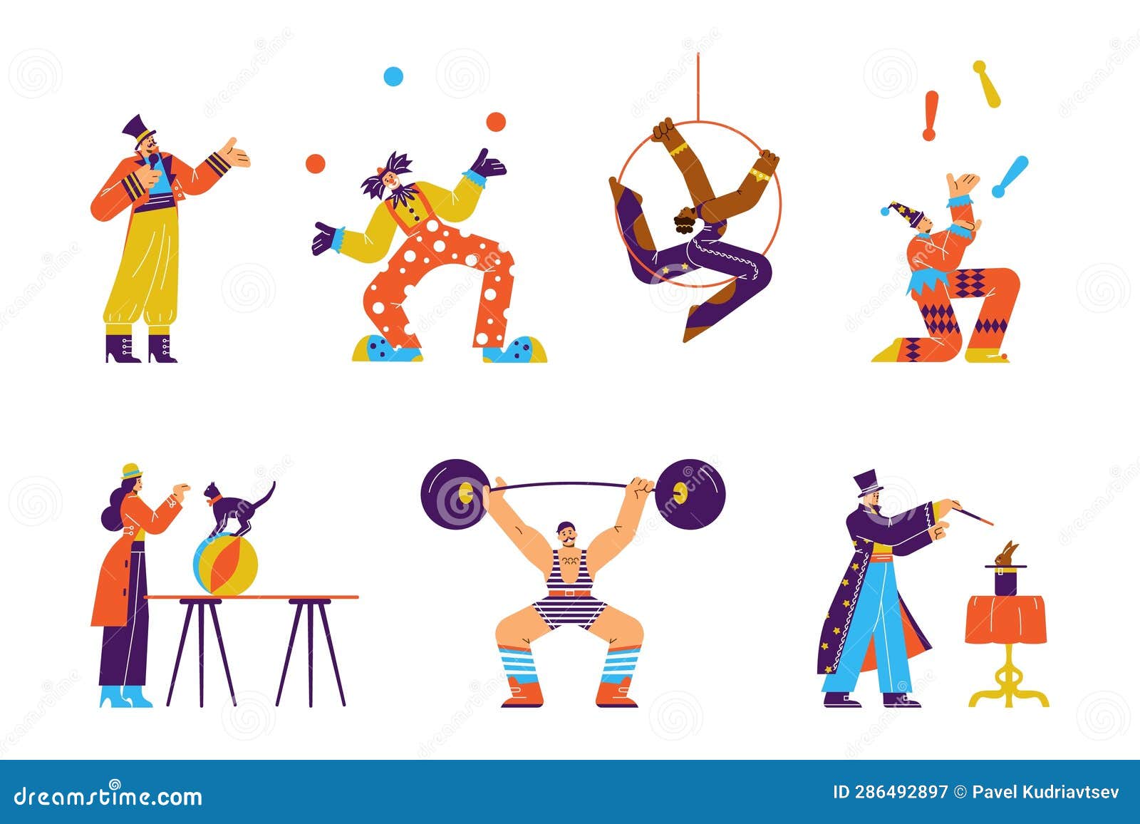 Set of Different Circus Performers Flat Style, Vector Illustration ...