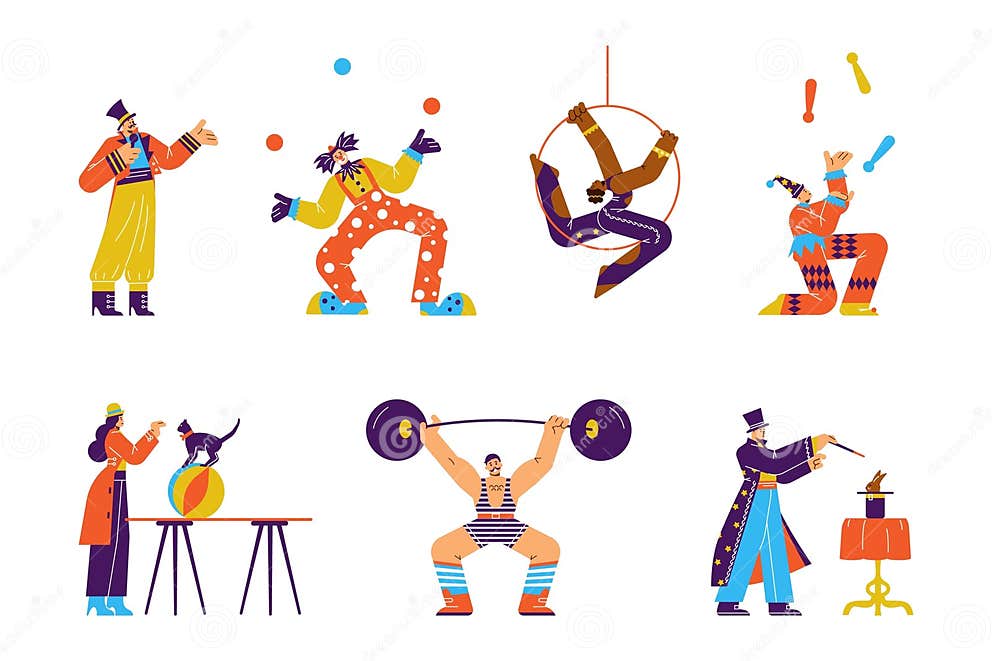 Set of Different Circus Performers Flat Style, Vector Illustration ...