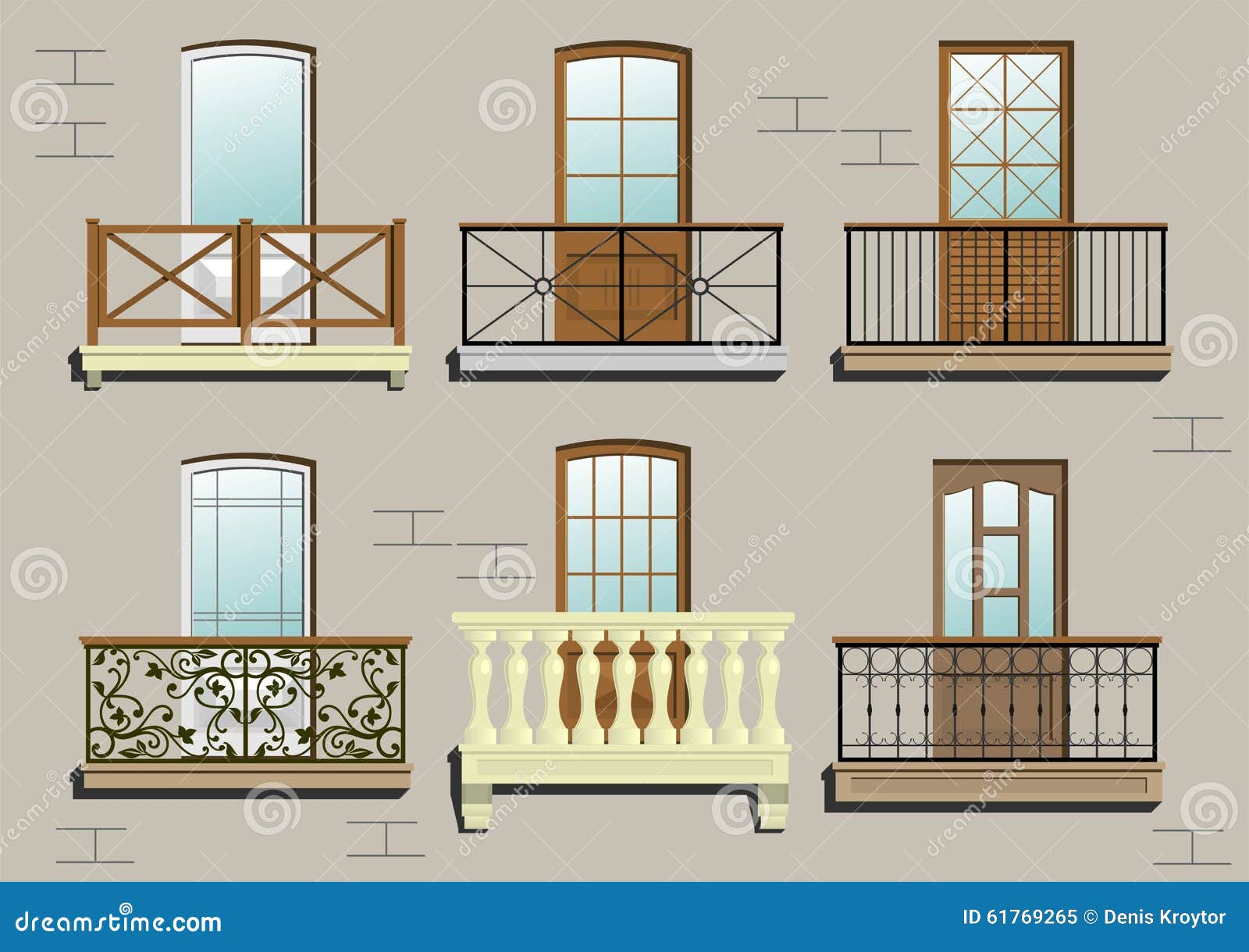 Set of Different Classical Balconies Stock Vector - Illustration of ...