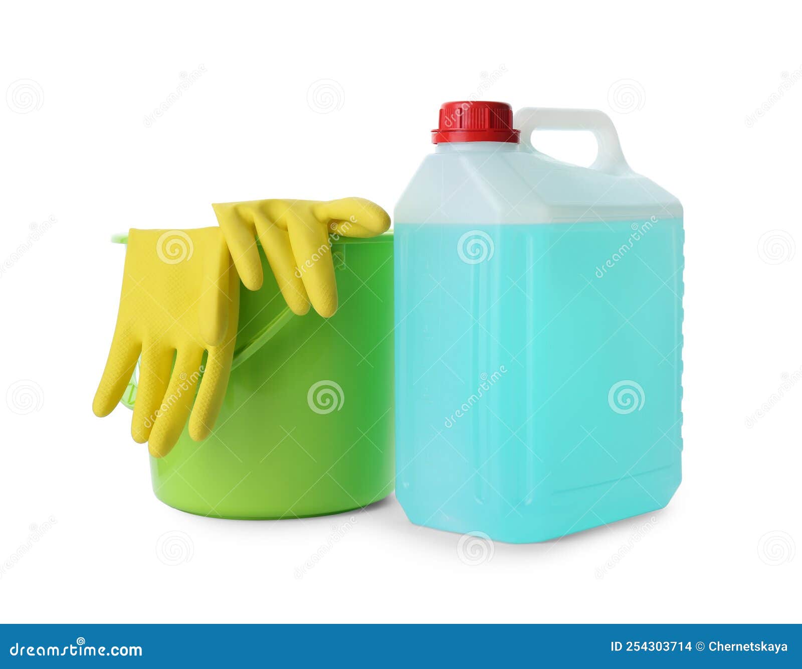 Set of Different Cleaning Supplies on White Background Stock Photo ...