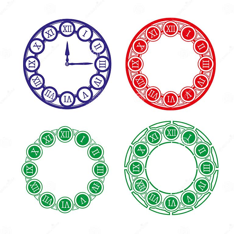 Set of Different Clock Faces. Editable Clock, Easily Remove and Replace ...
