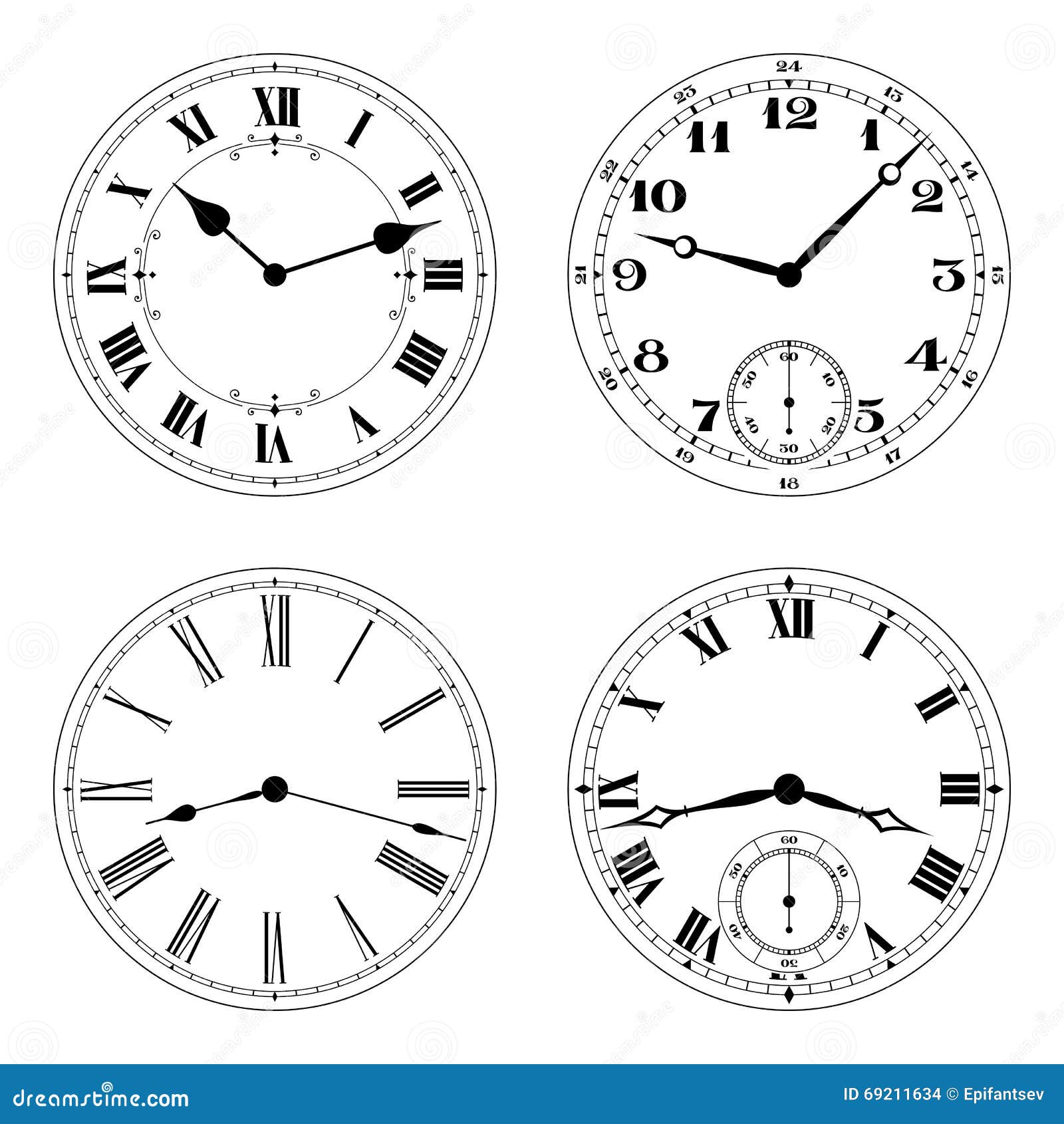Set Of Different Clock Faces Vector Illustration | CartoonDealer.com ...
