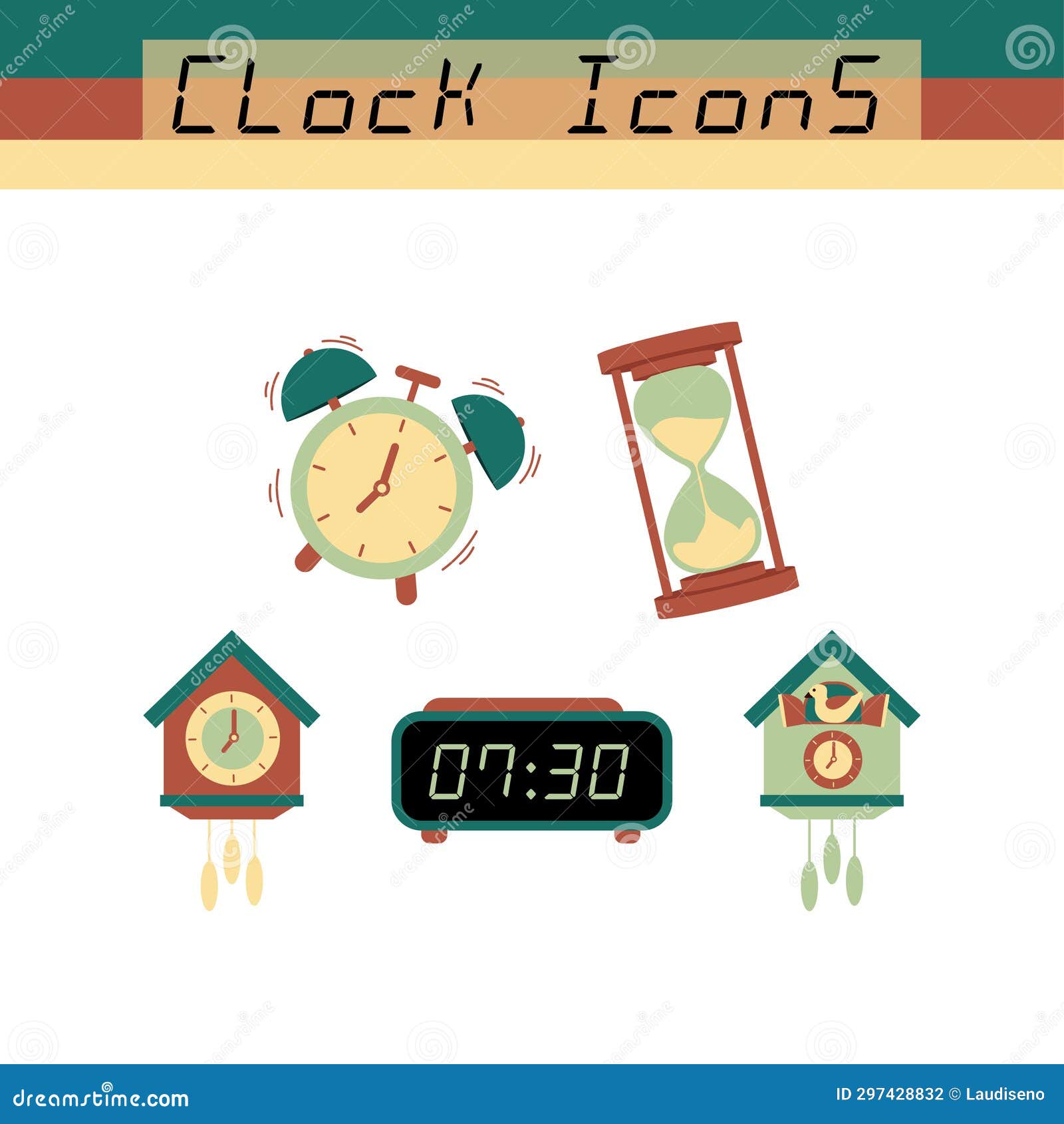 Set of Different Clock Icons Vector Stock Vector - Illustration of ...